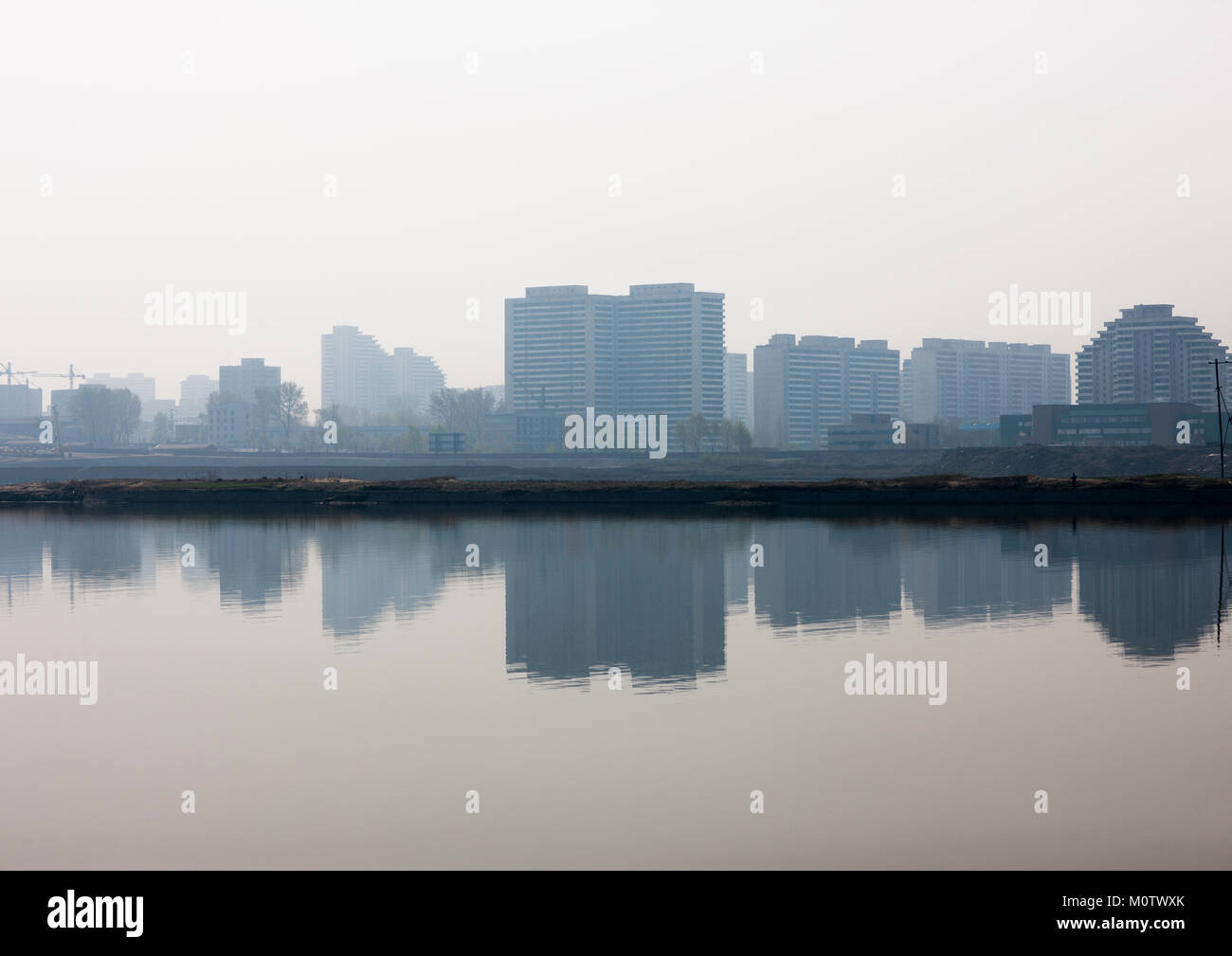 Cityscape over Taedong river, Pyongan Province, Pyongyang, North Korea ...