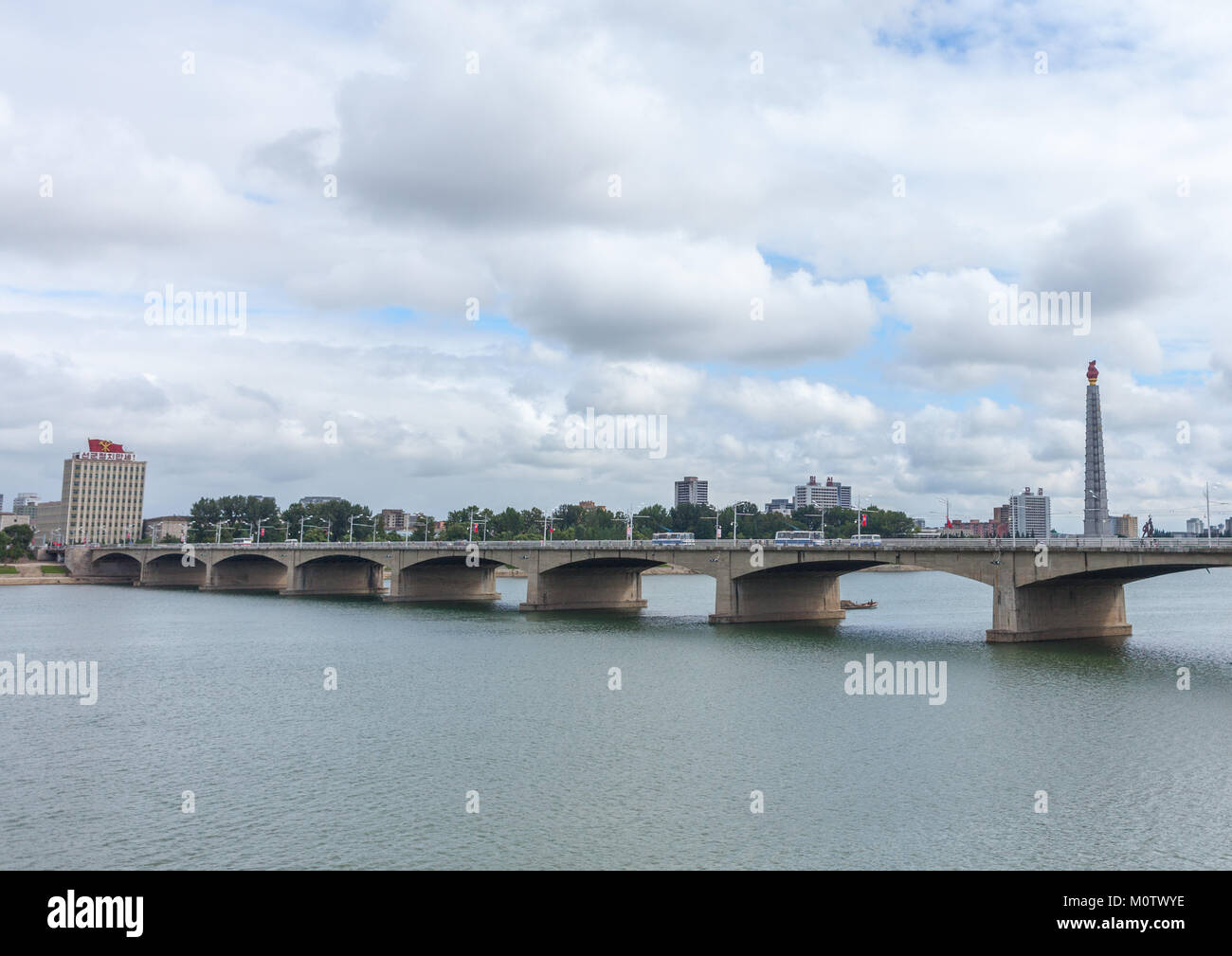City bridge over Taedong river, Pyongan Province, Pyongyang, North ...