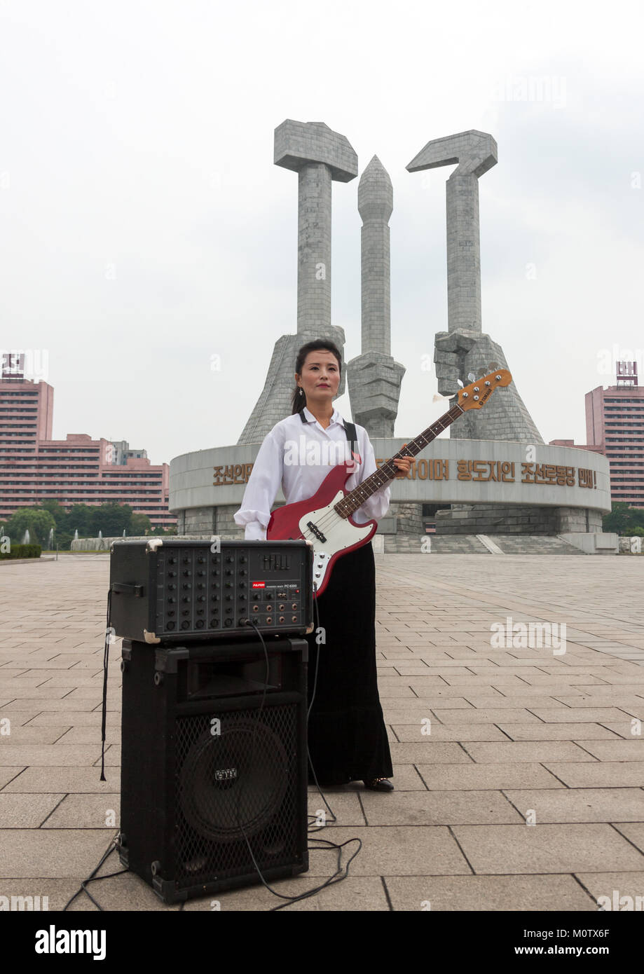 North Korean state artist performing on national day in front of the ...