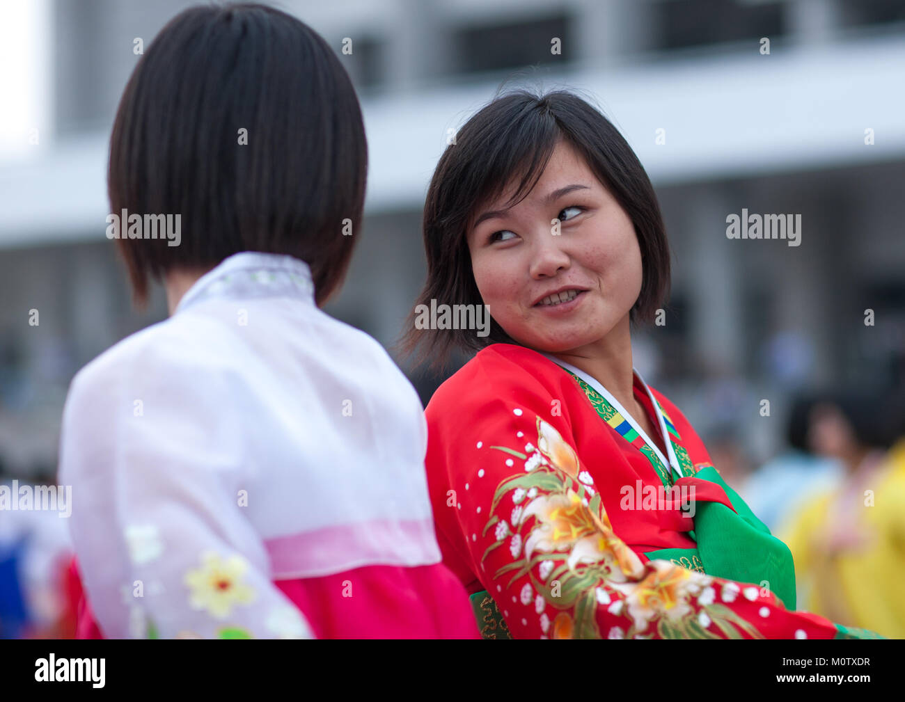 North Korean students during a mass dance performance on september 9 ...