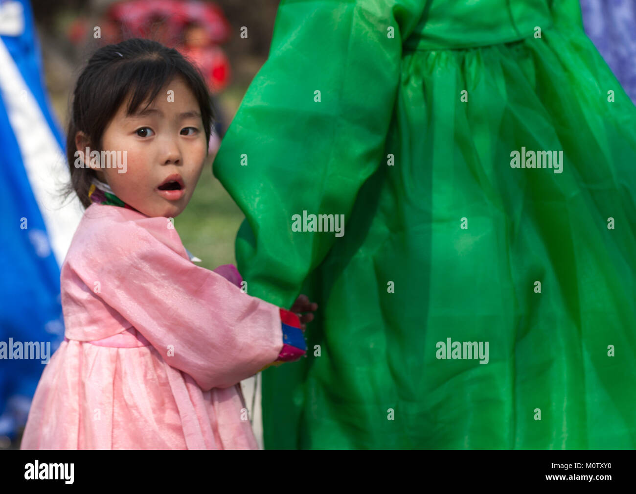 Portrait of young North Korean girl in traditional choson-ot, Pyongan ...