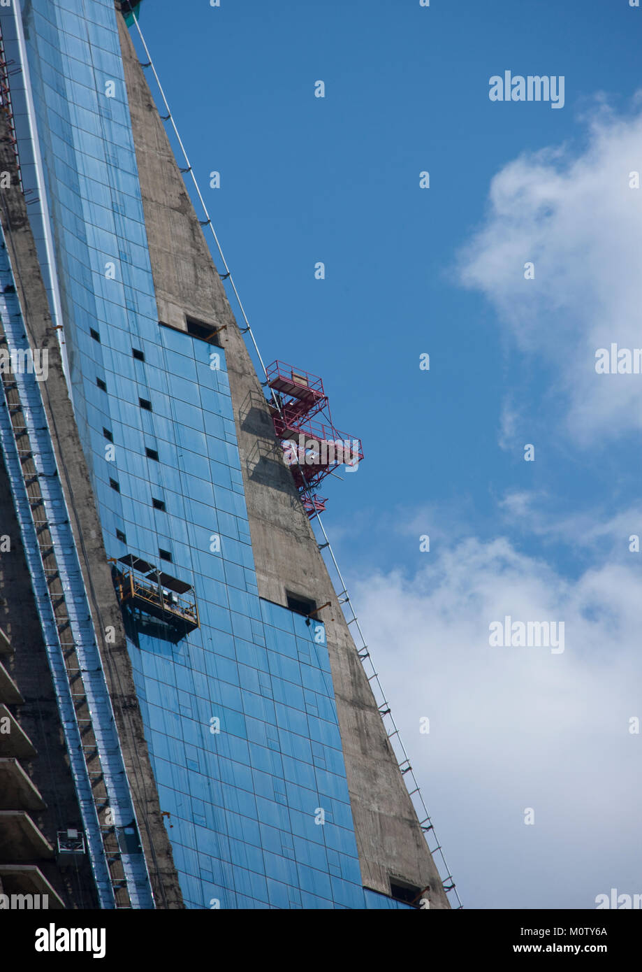 Construction of the pyramid-shaped Ryugyong hotel, Pyongan Province ...