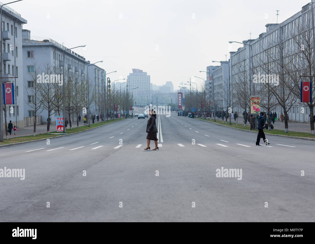 North korea people road walking hi-res stock photography and images - Alamy
