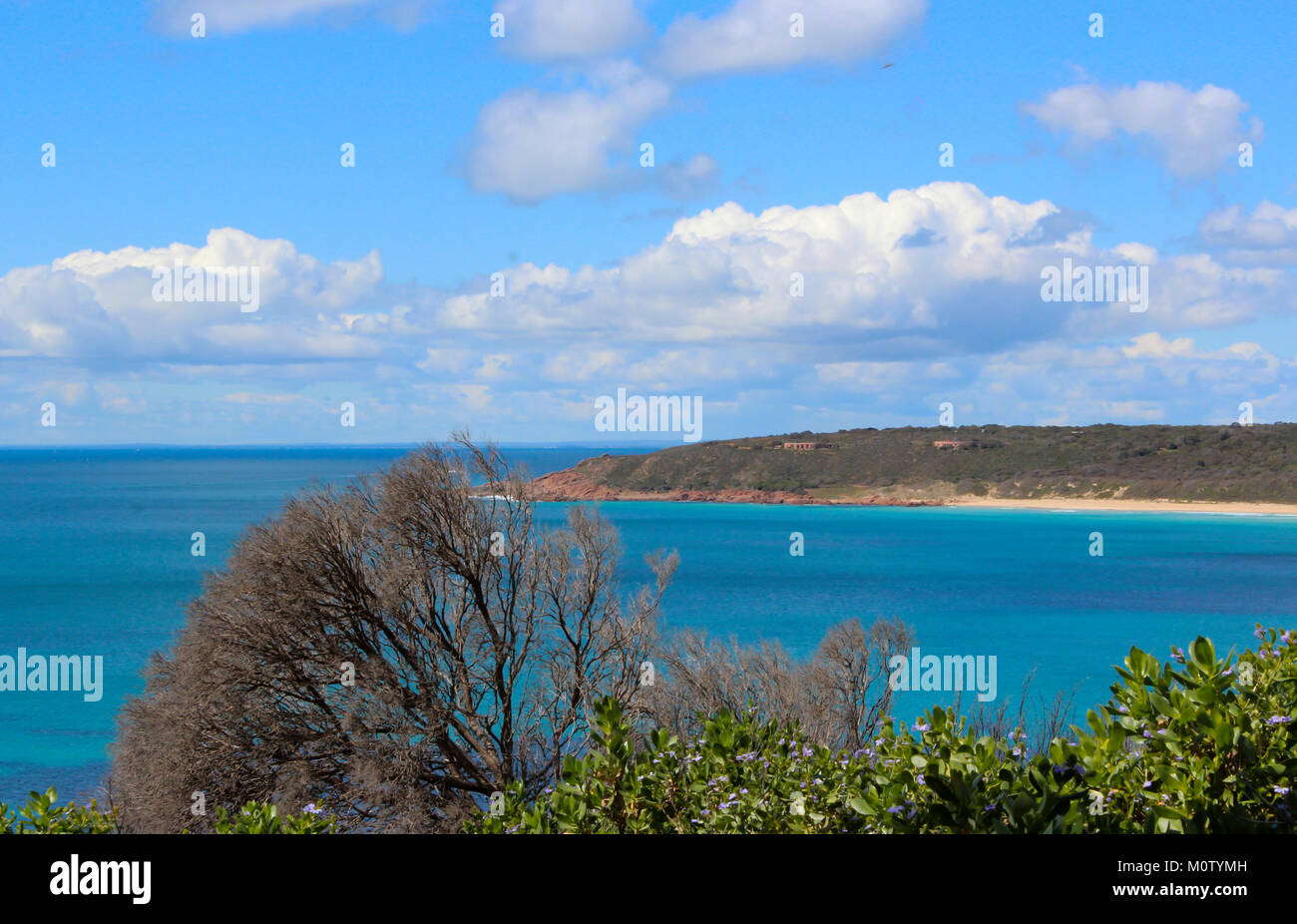 Scenic rocky landscape where the Indian Ocean waves roll onto the rocky ...