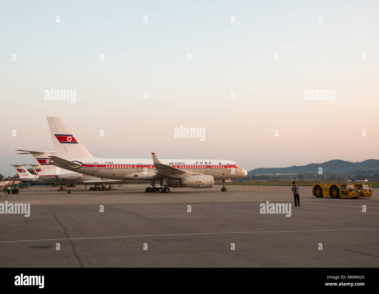 Air Koryo plane in Sunan international airport, Pyongan Province ...