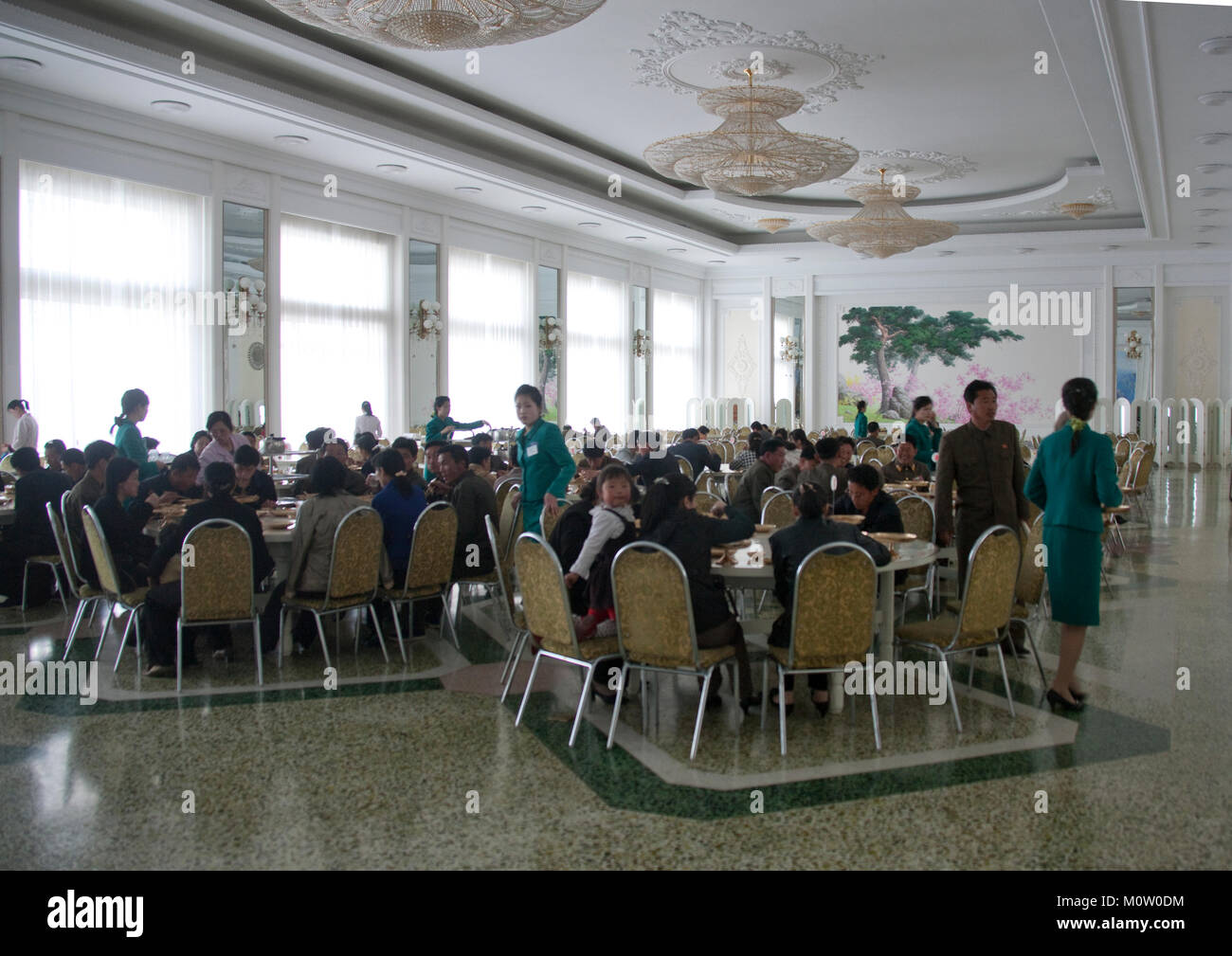 North Korean people eating in a luxury restaurant, Pyongan Province ...