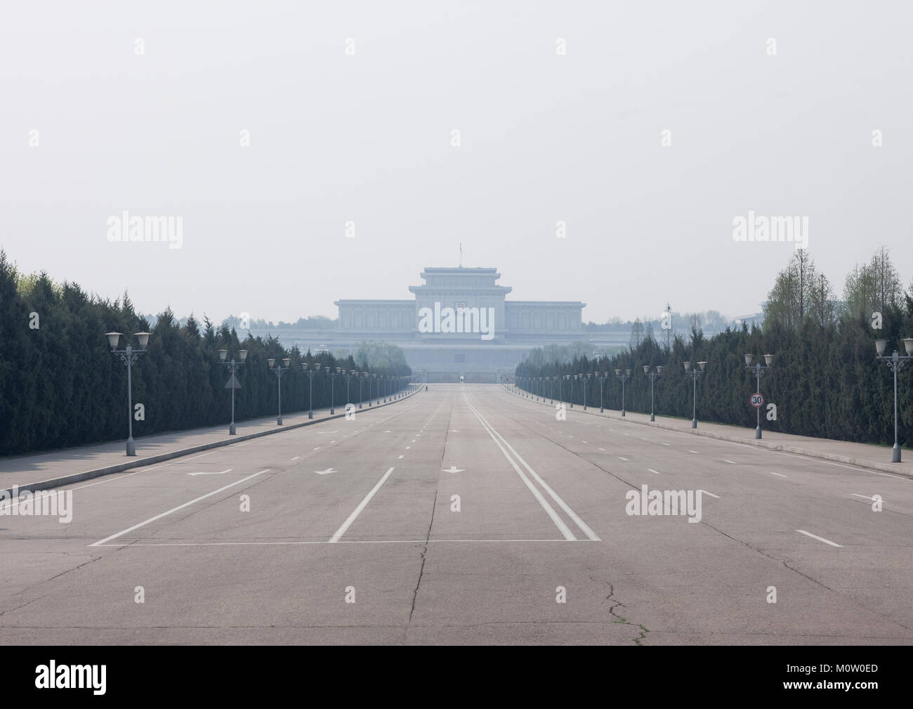 Road leading to Kumsusan memorial palace, Pyongan Province, Pyongyang ...