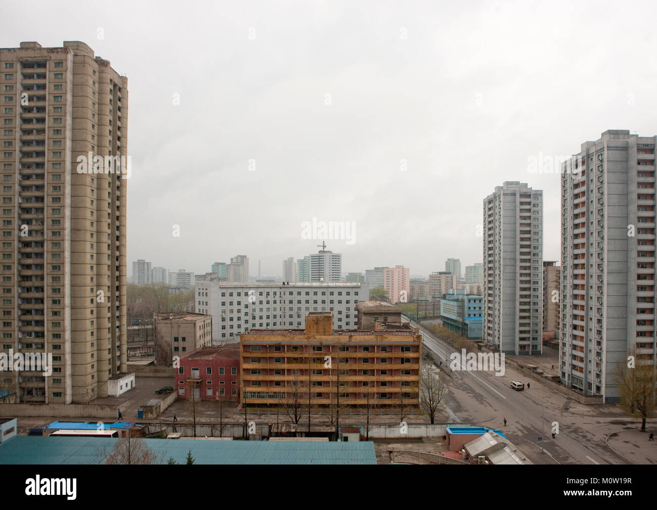 Dilapidated housing buildings in the city center, Pyongan Province ...