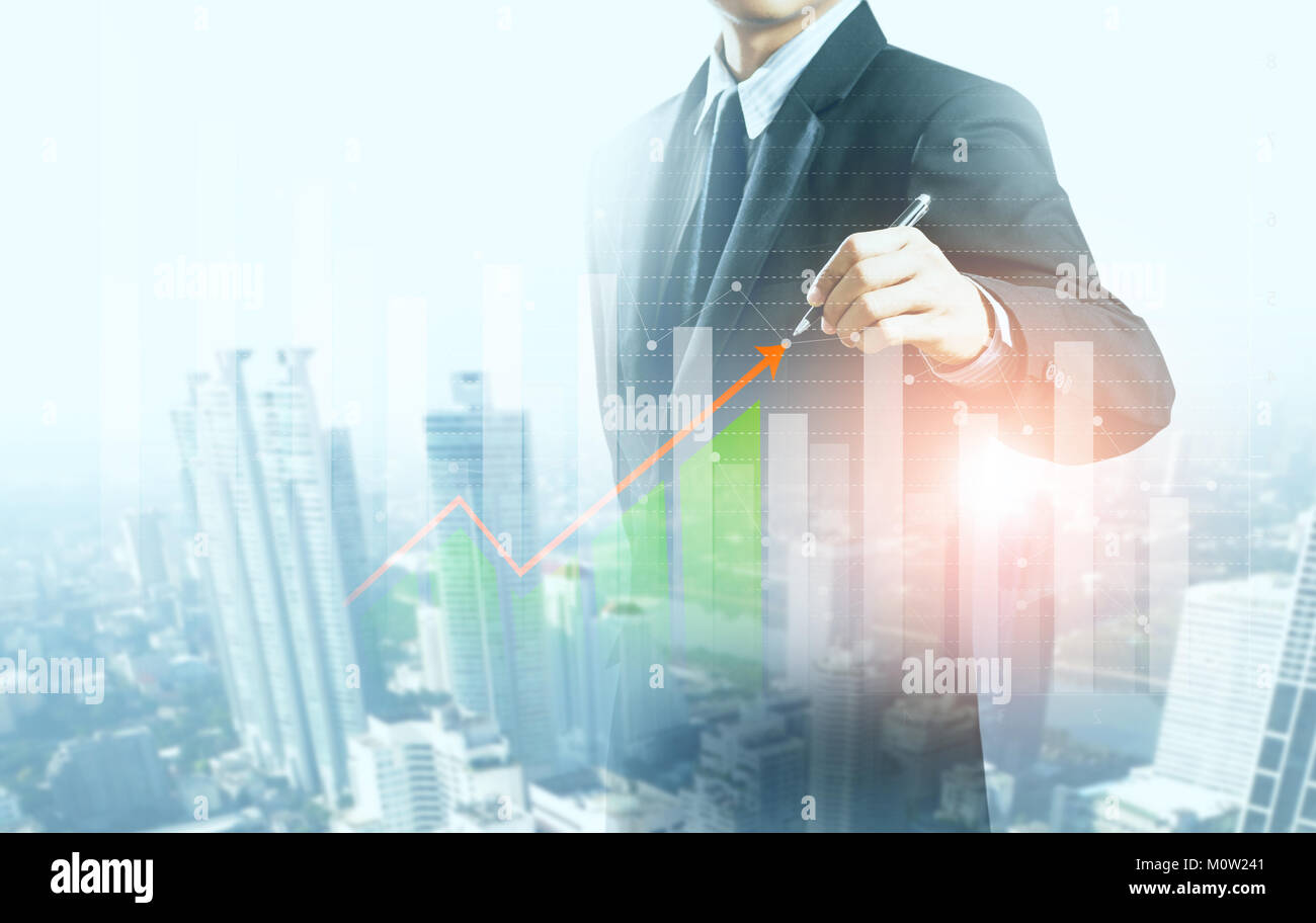 businessman present rising graph, business growth concept Stock Photo ...