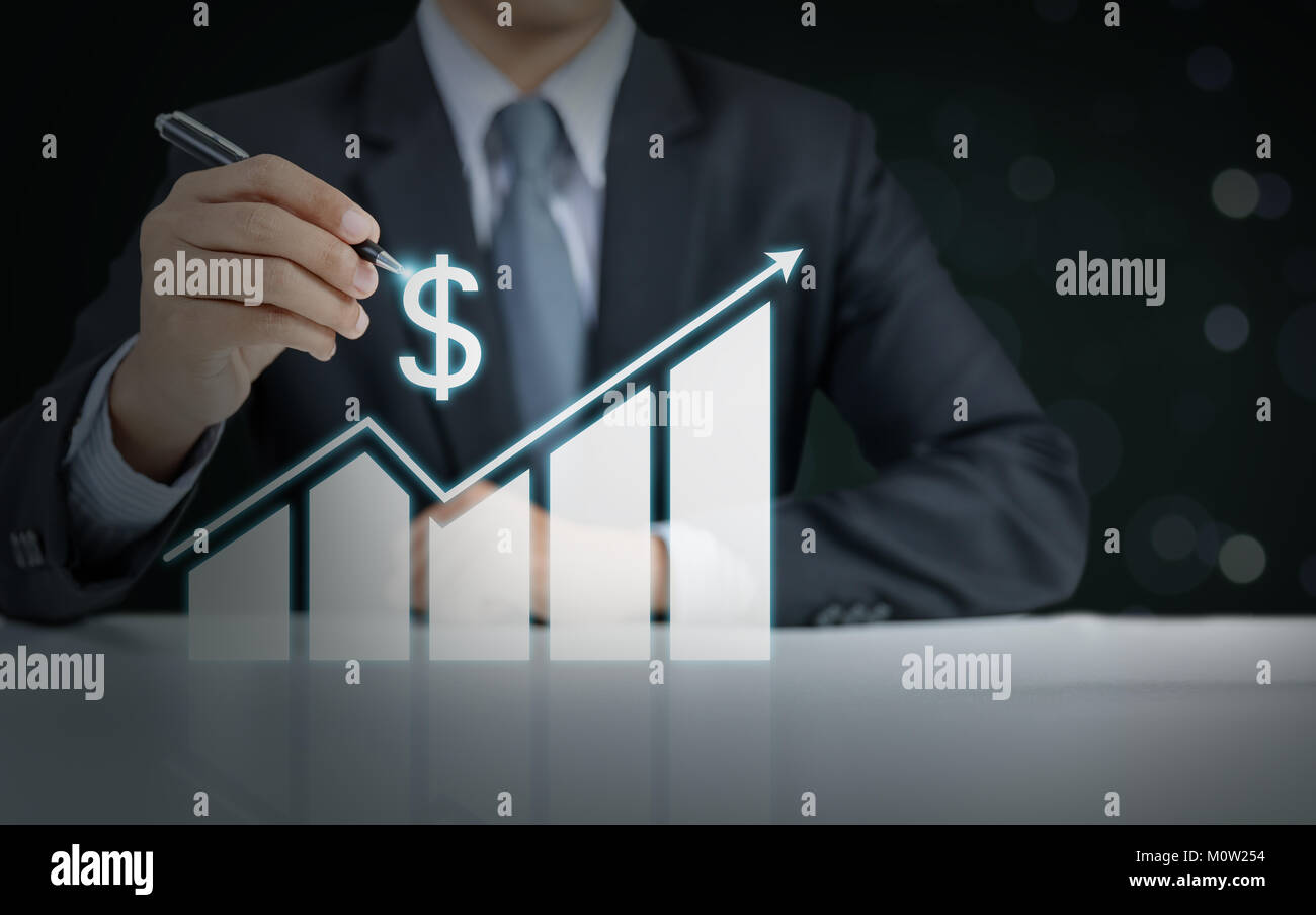 businessman present rising graph, business growth concept Stock Photo ...