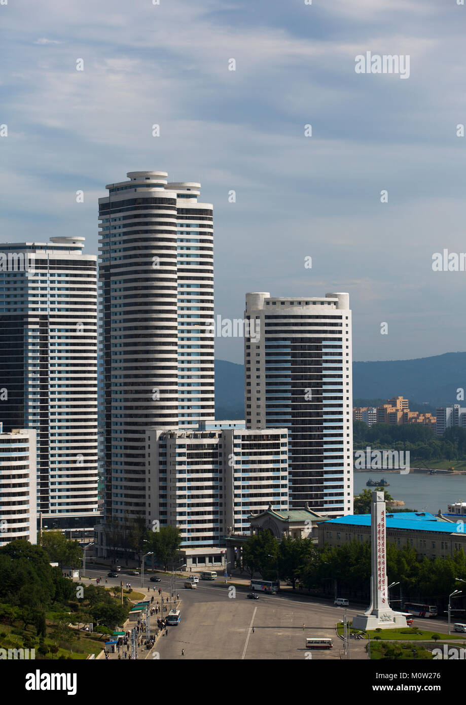 Modern apartment buildings in Changjon area, Pyongan Province ...