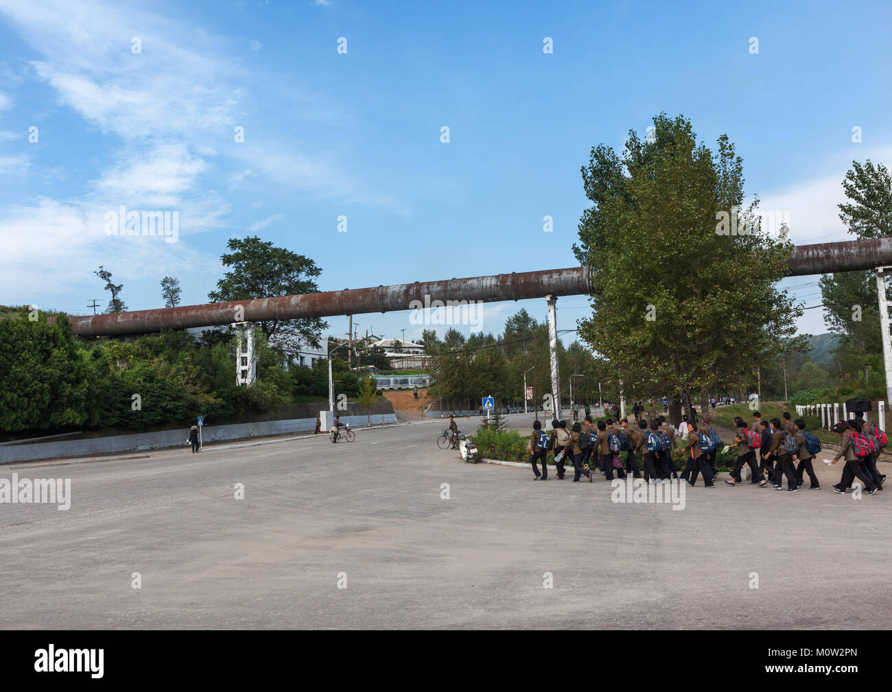 North Korean students near the Hungnam nitrogen fertilizer plant, South ...