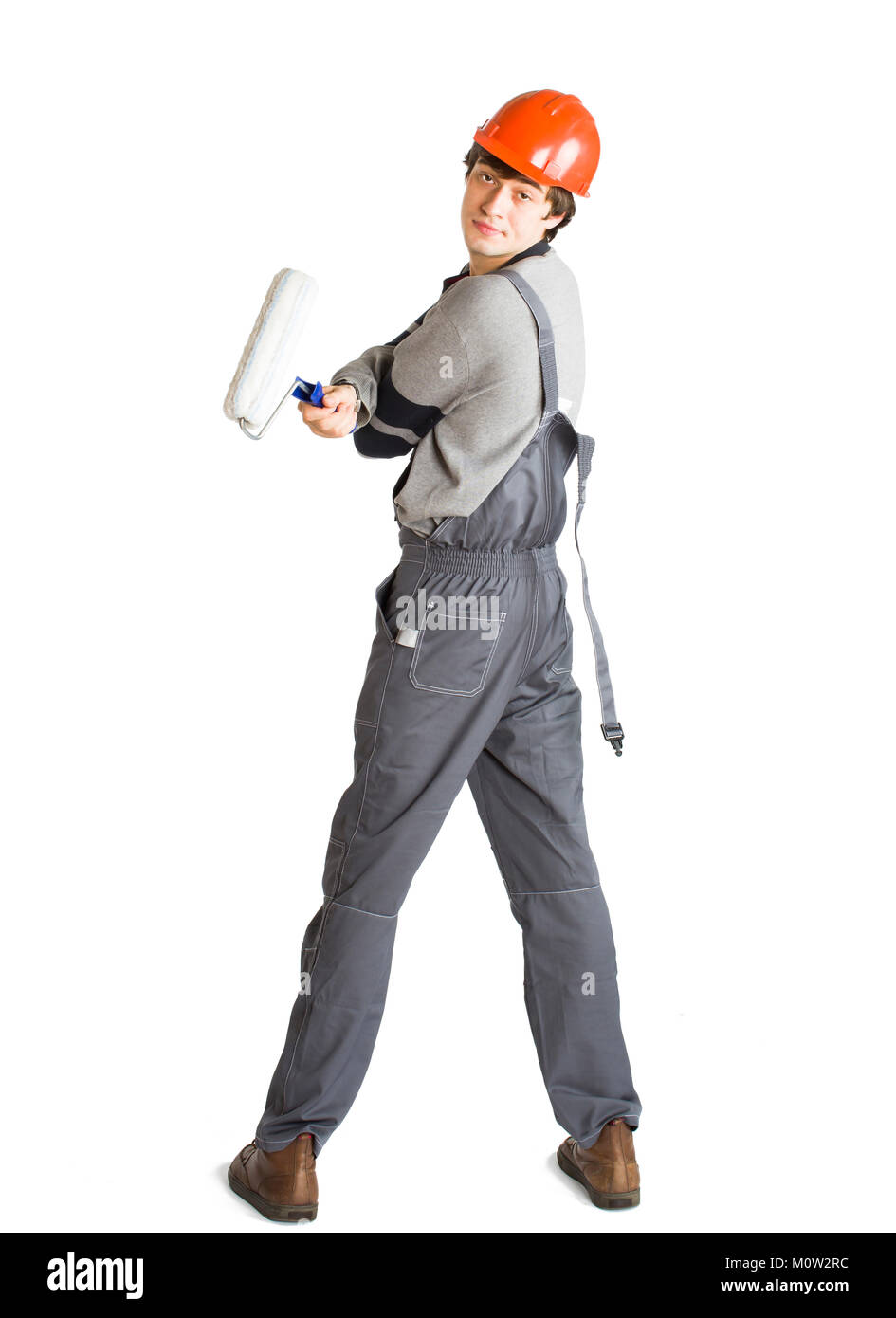 Man painter in helmet Cut Out Stock Images & Pictures - Alamy