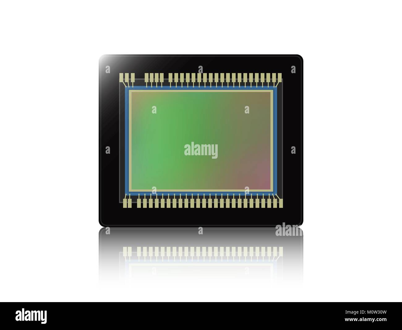 digital camera sensor with reflection on white isolated background ...