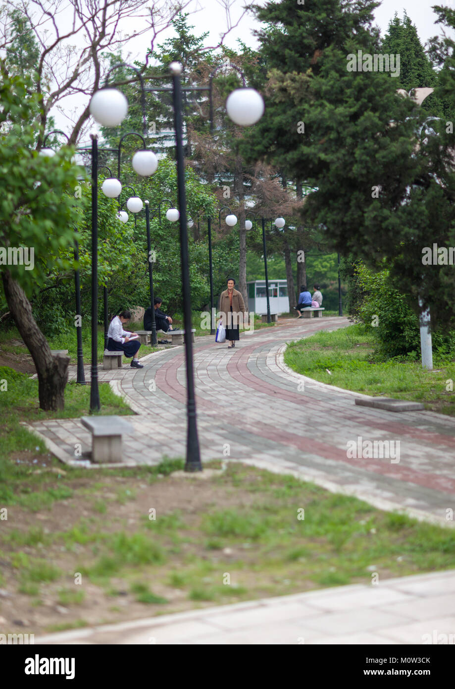 North Korean people in Mansudae fountain park, Pyongan Province ...