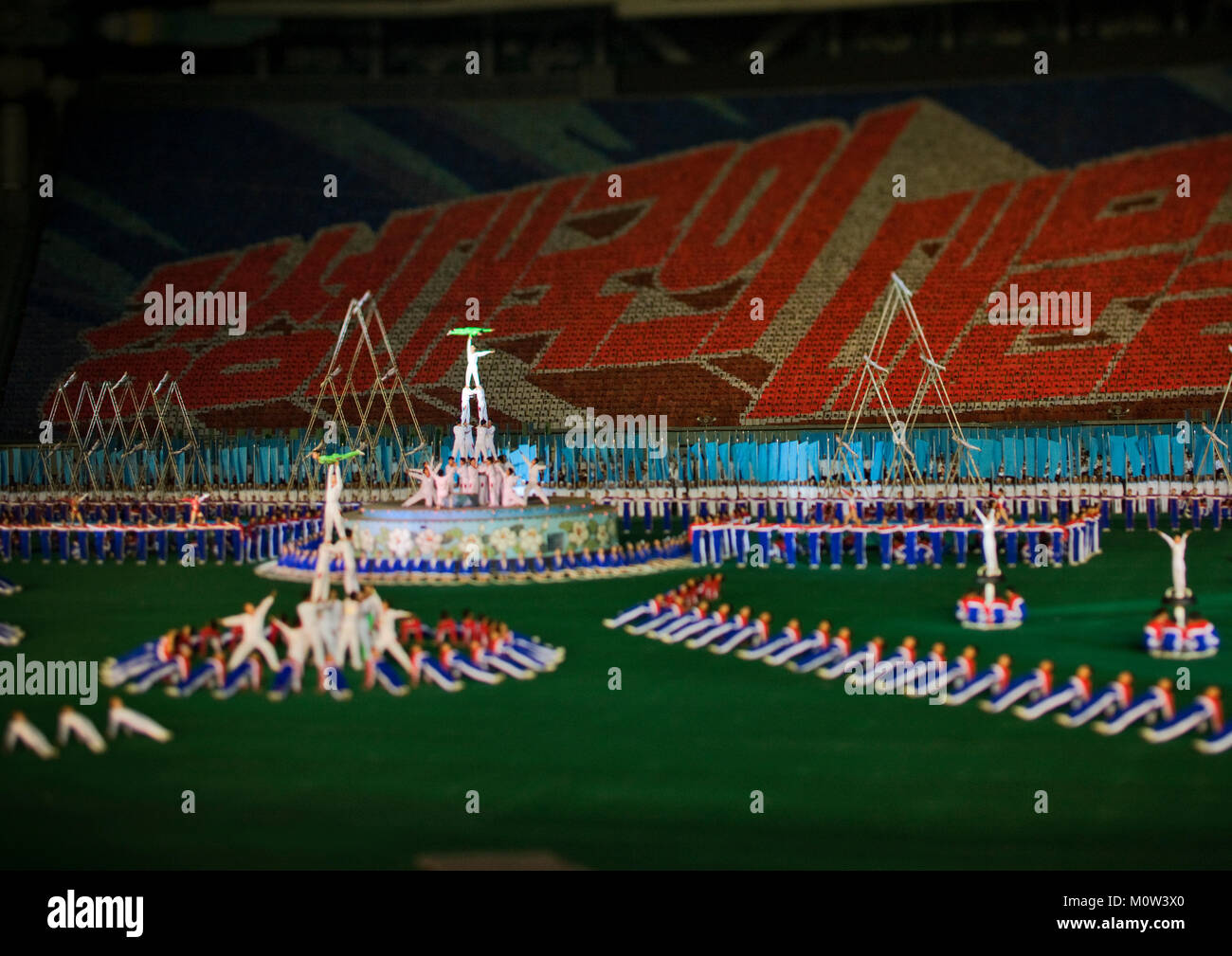 Panoramic view of the Arirang mass games with North Korean performers ...