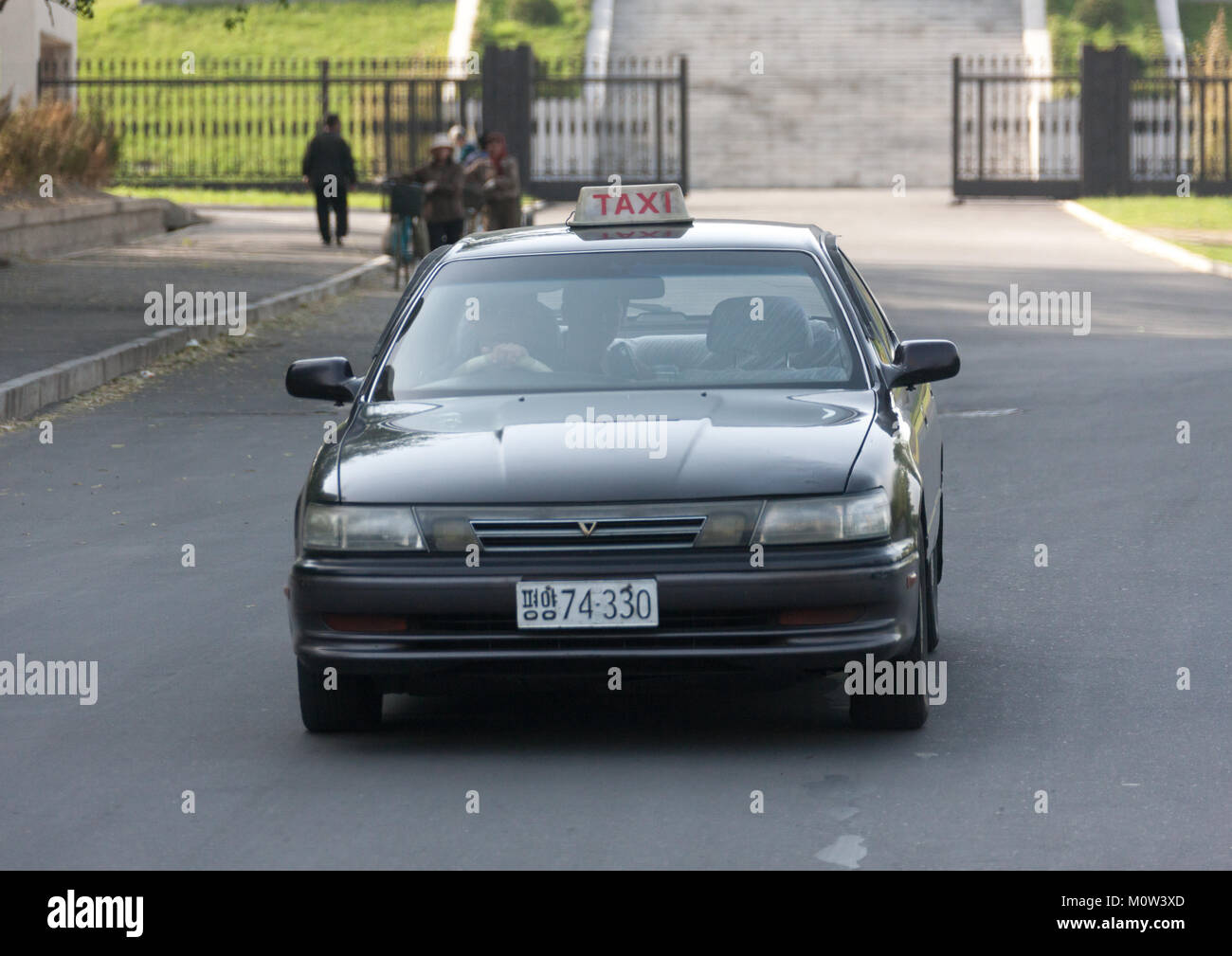 Taxi car in the street, Pyongan Province, Pyongyang, North Korea Stock ...