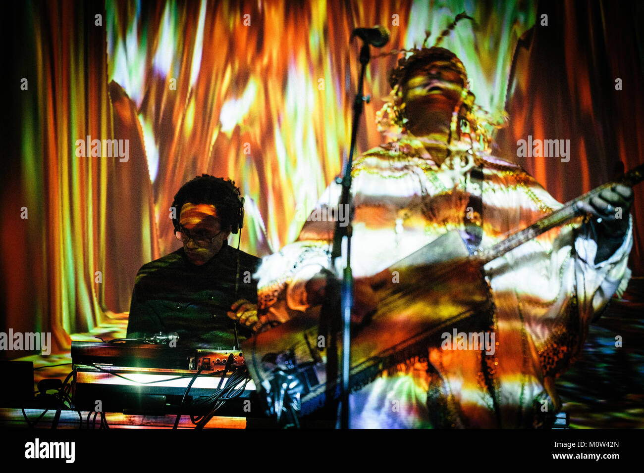 The Moroccan Gnawa musician and singer Maalem Omar Hayat (front) unites ...