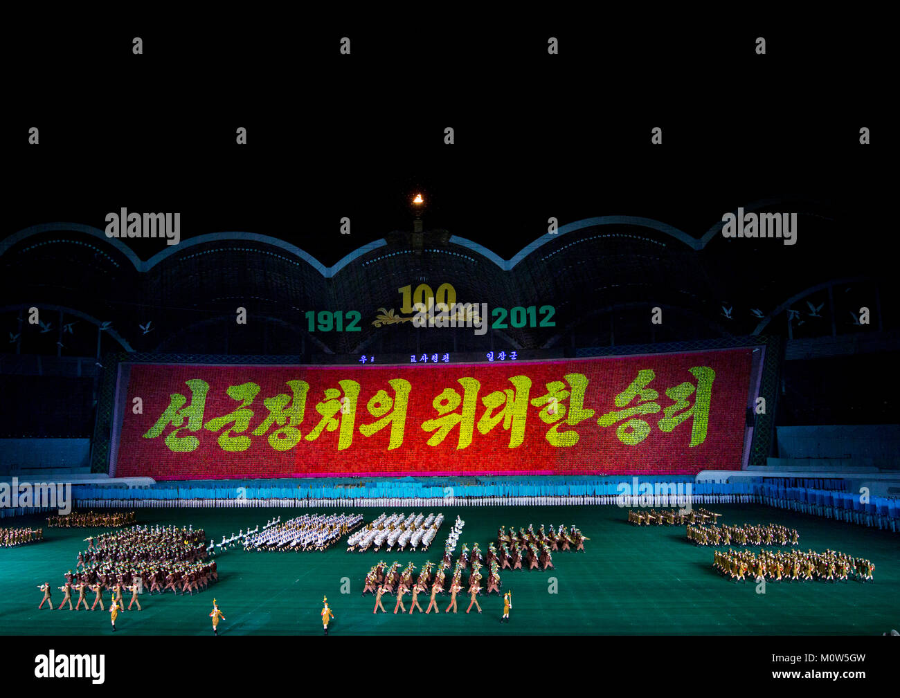 Panoramic view of the Arirang mass games with North Korean performers ...
