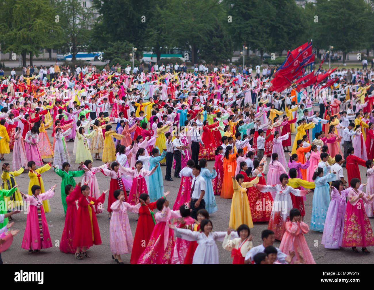 North Korean students during a mass dance performance on september 9 ...