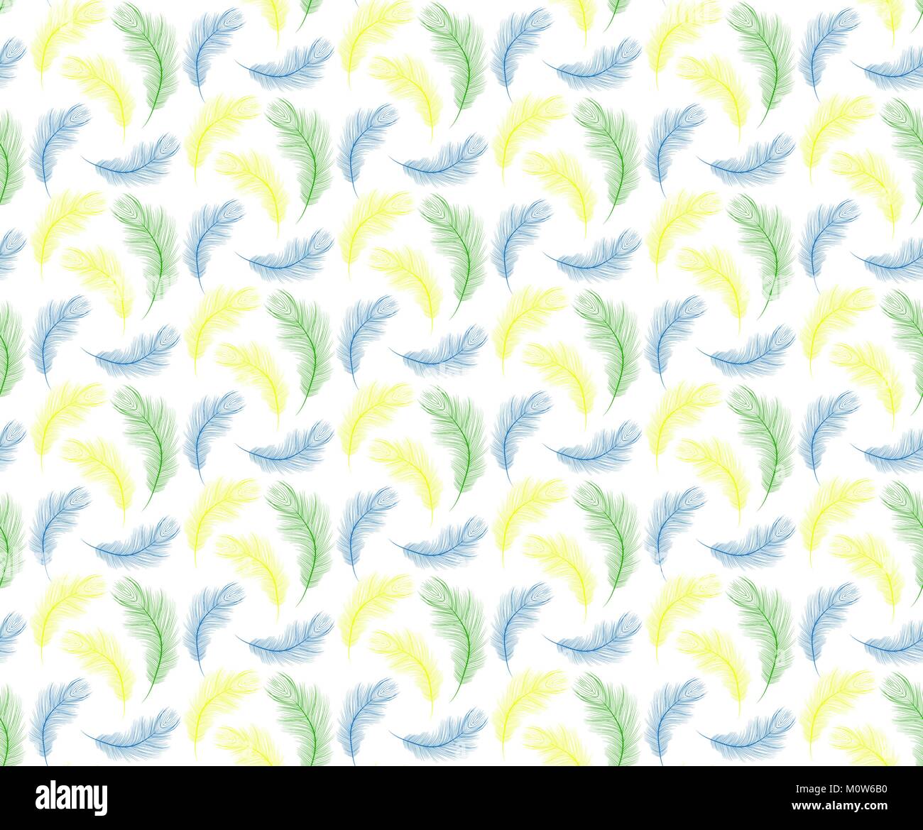Brazil Carnival seamless pattern with feathers blue, yellow, green ...