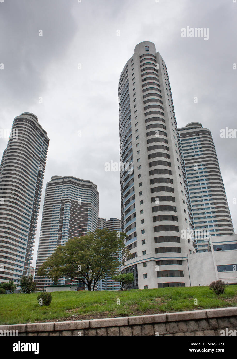 Modern apartment buildings in Changjon area, Pyongan Province ...