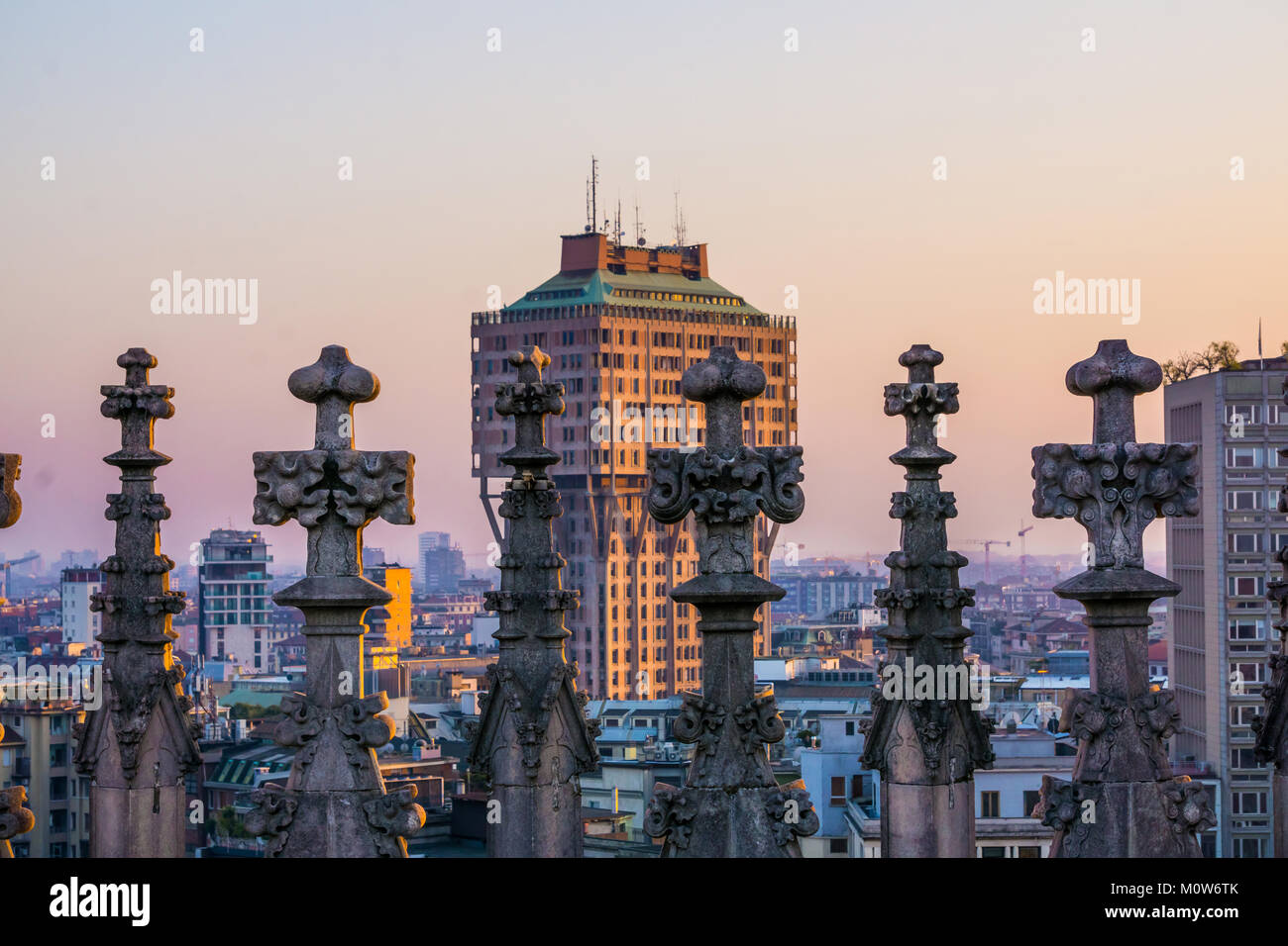 Italy,Lombardy,Milan,Velasca Tower viewed from the Duomo roof Stock ...