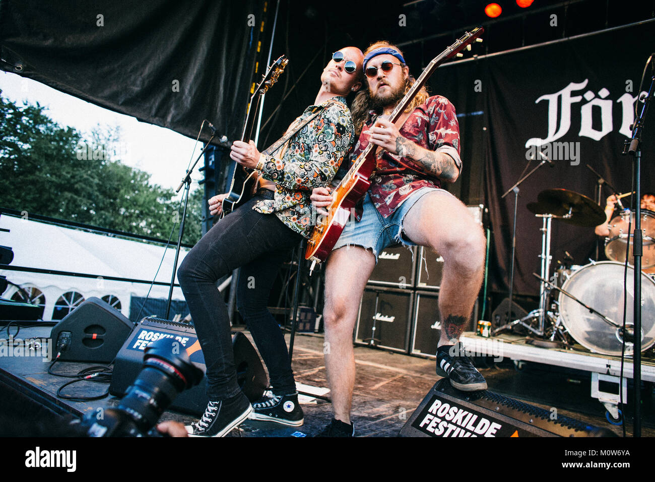 The Danish heavy rock band Förtress performs a live concert at the ...