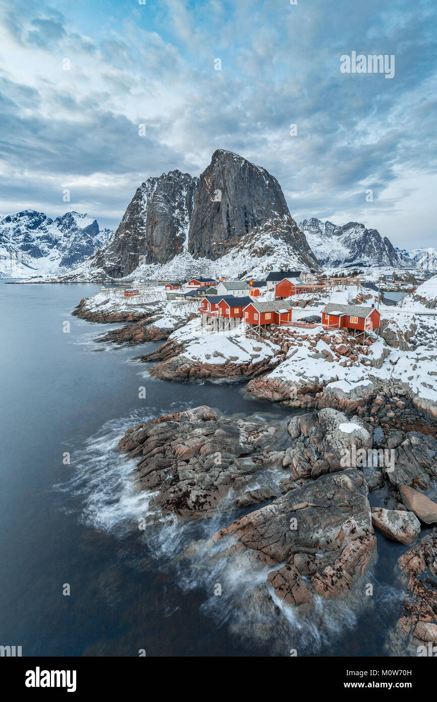 Hamnoy, Lofoten islands, Norway. winter view in cloudy evening Stock ...