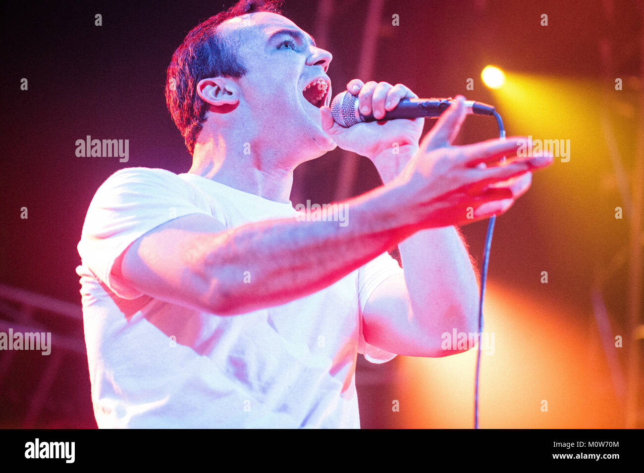The American synthpop band Future Islands performs a live concert at ...