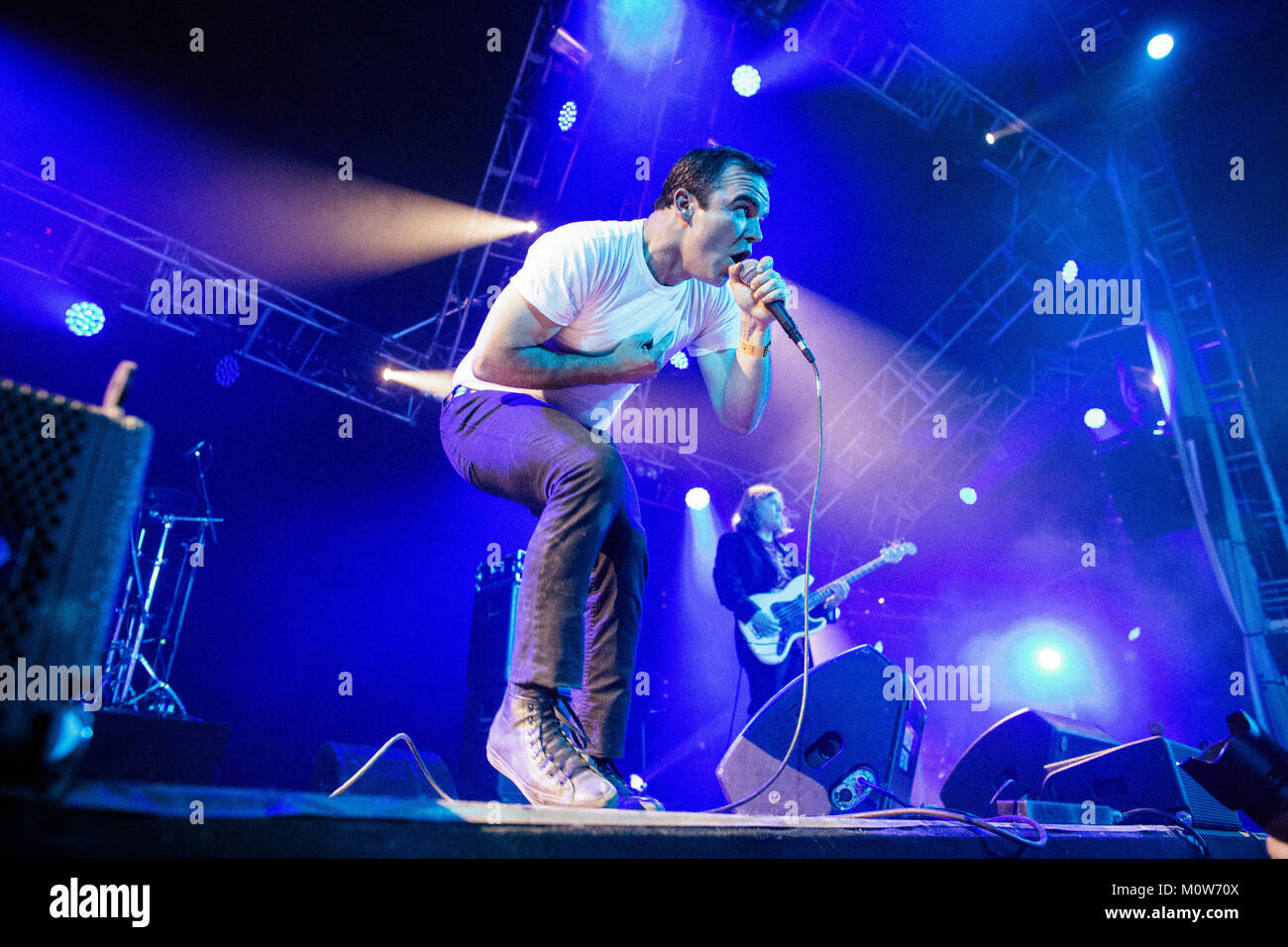 The American synthpop band Future Islands performs a live concert at ...