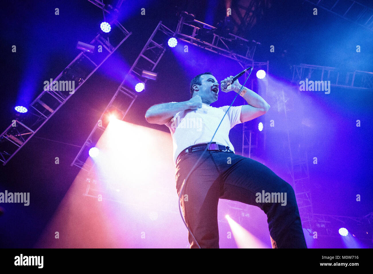 The American synthpop band Future Islands performs a live concert at ...