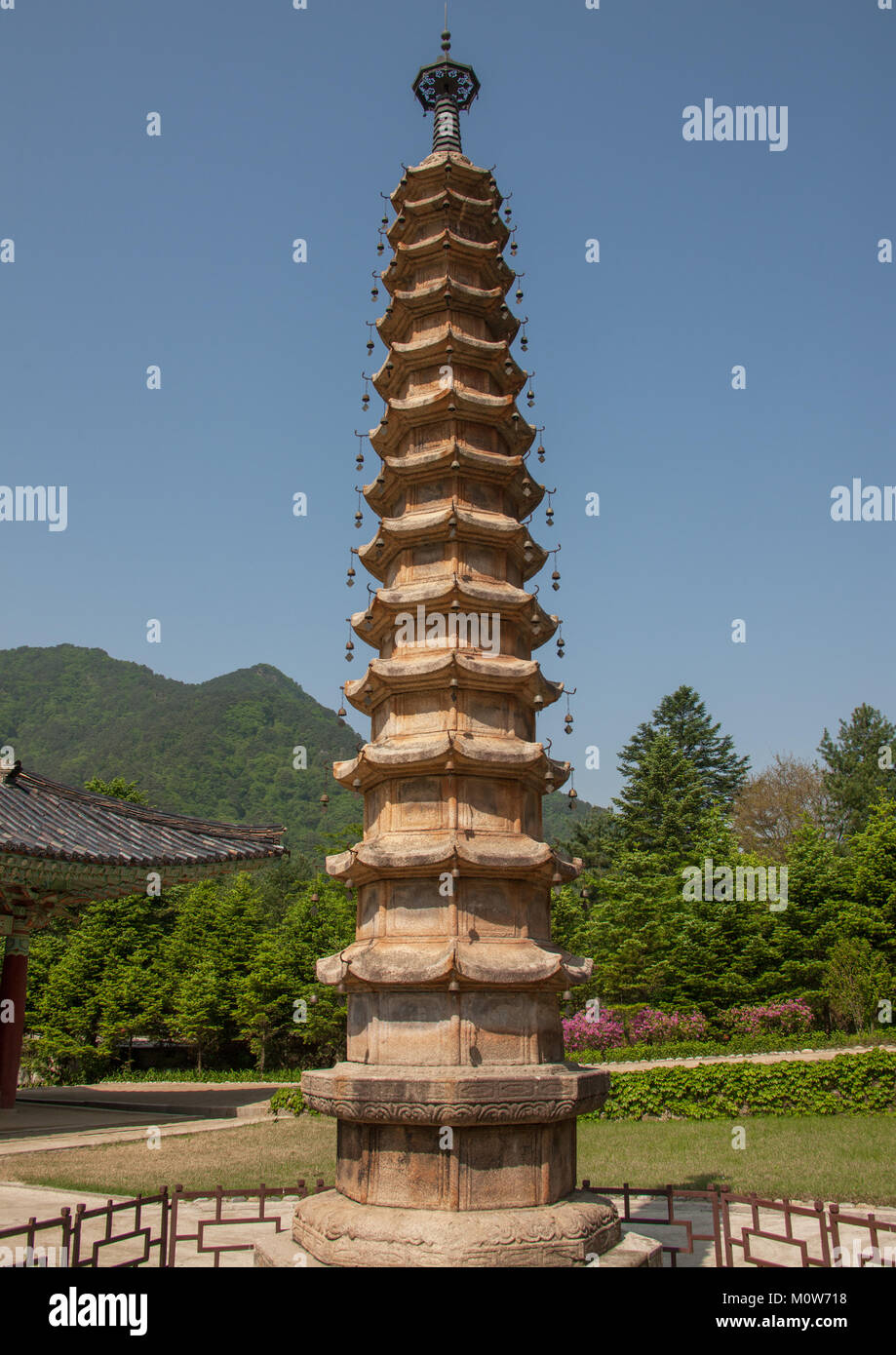 13-Storeyd octagonal sokka pagoda in Pohyon-sa Korean buddhist temple ...