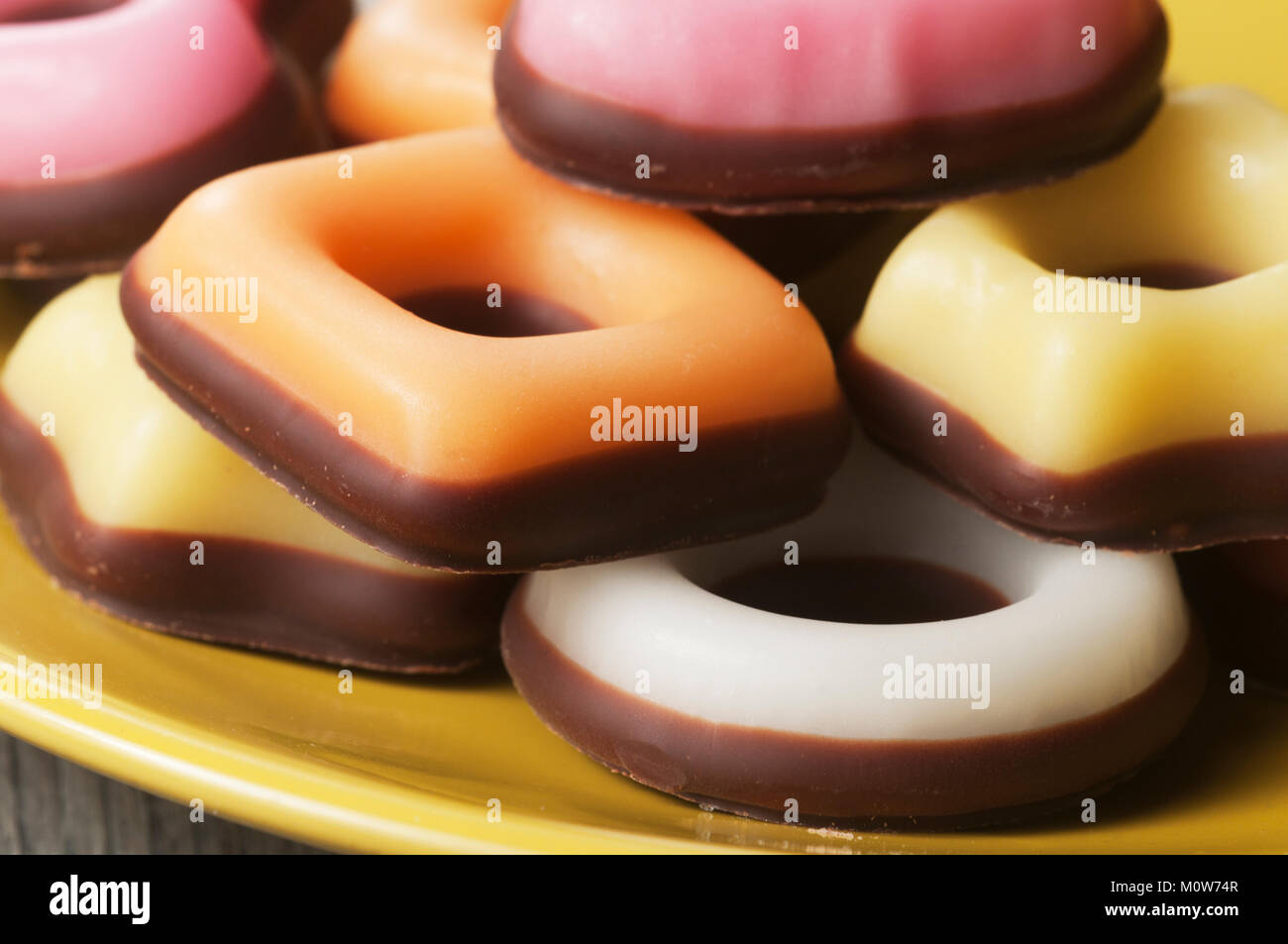 Donuts with icing and topping, close up shot Stock Photo - Alamy