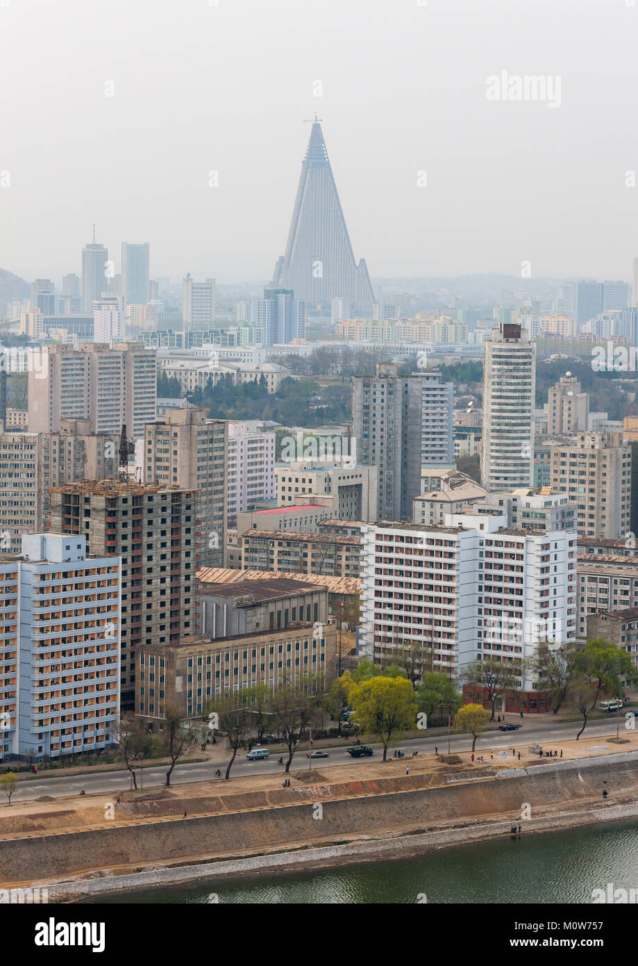 High angle view of buildings in the city center, Pyongan Province ...