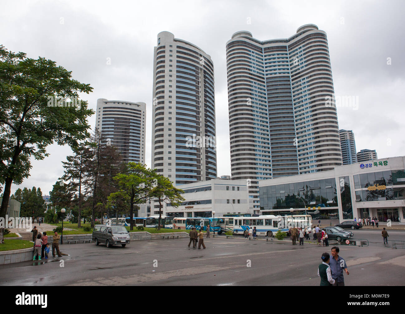 Modern apartment buildings in Changjon area, Pyongan Province ...