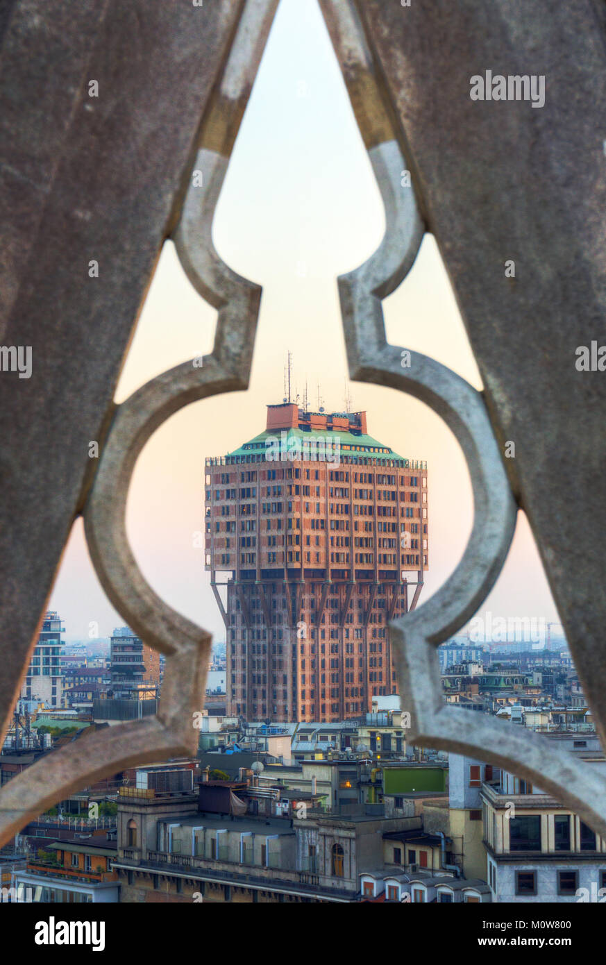 Italy,Lombardy,Milan,Velasca Tower viewed from the Duomo roof Stock ...