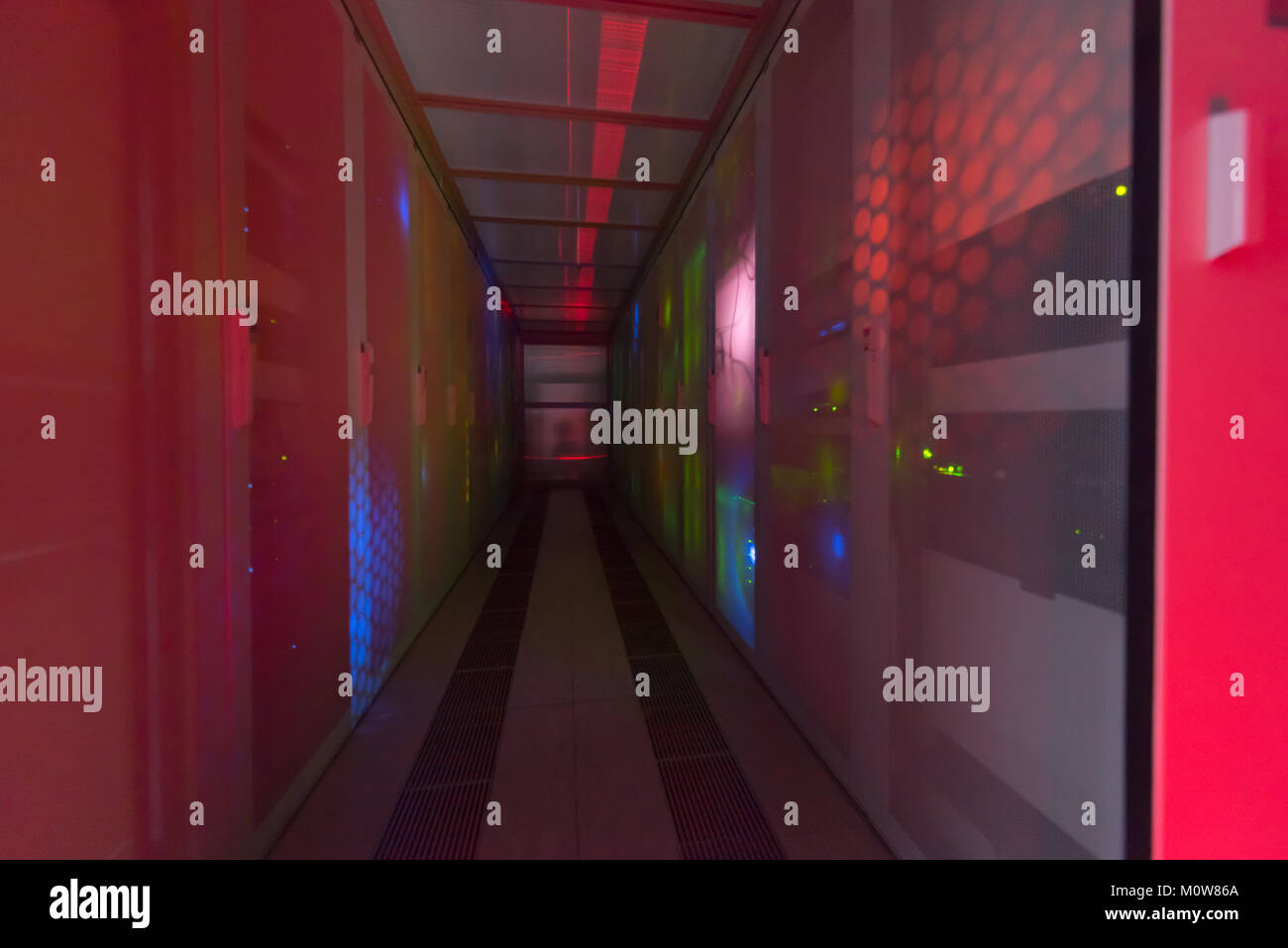 panel modern communication equipment with light from the display at ...