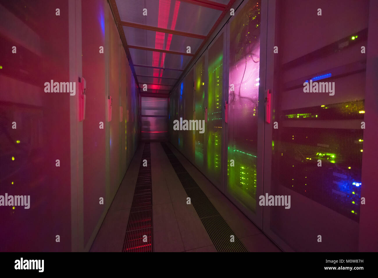 panel modern communication equipment with light from the display at ...