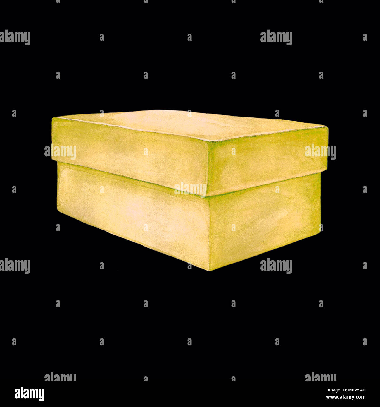 Watercolor image of a yellow cardboard box. Isolated illustration of a ...