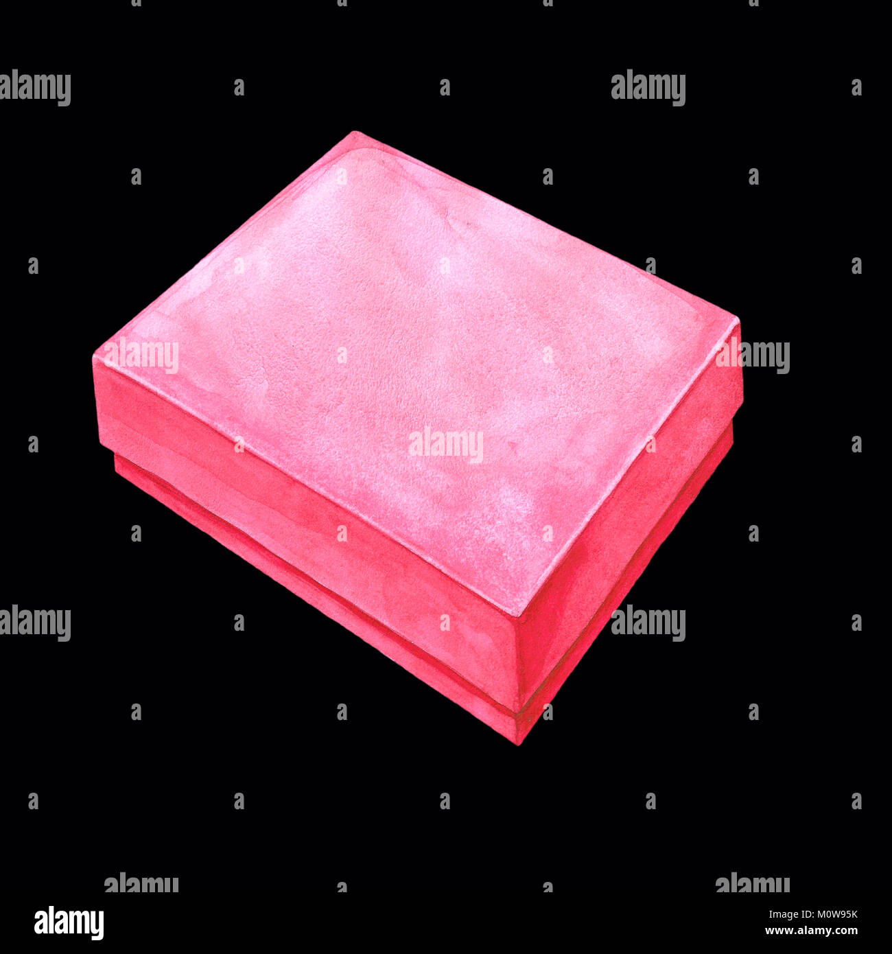 Watercolor image of a pink cardboard box. Isolated illustration of a ...