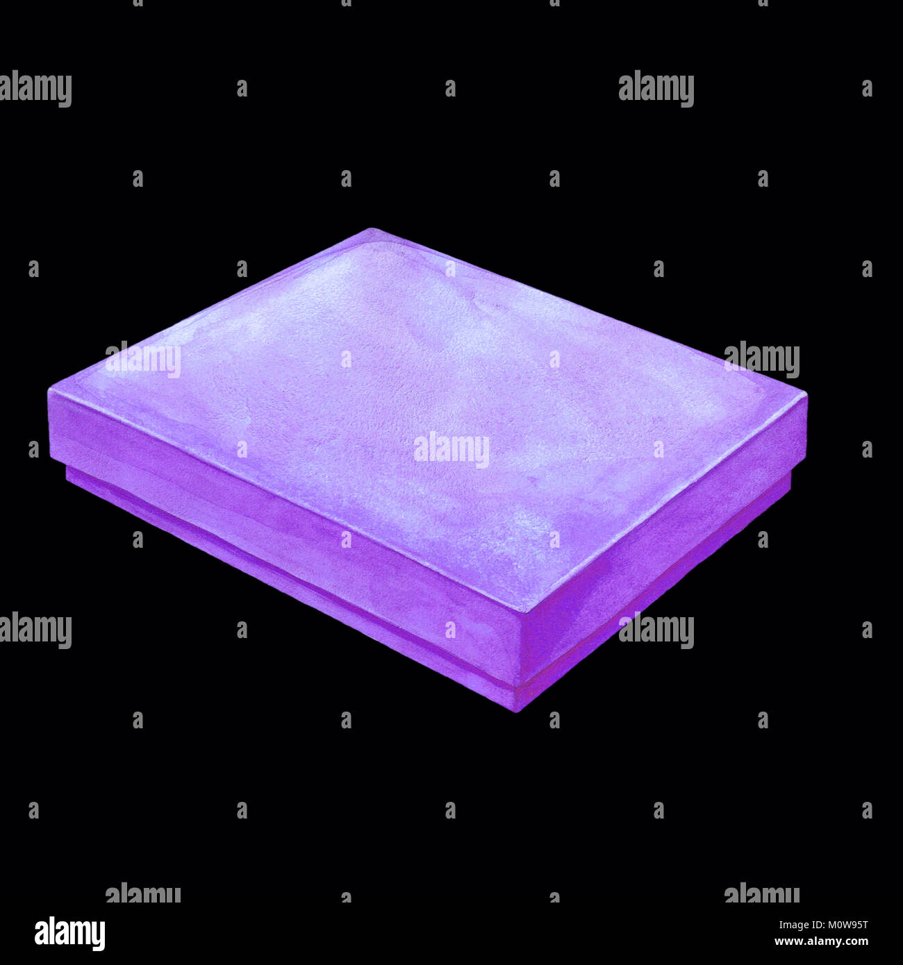Watercolor image of a purple cardboard box. Isolated illustration of a ...