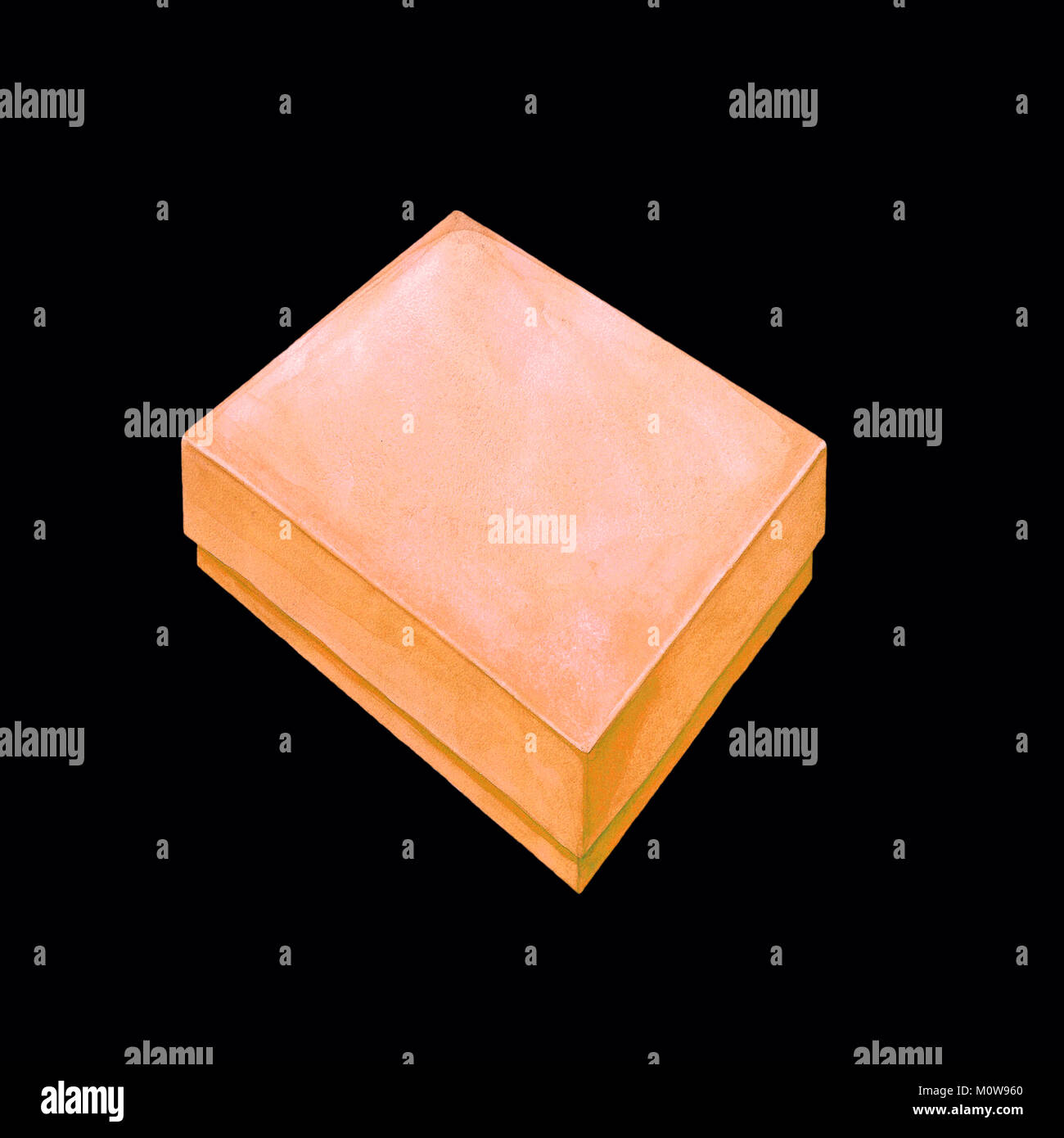 Watercolor image of an orange cardboard box. Isolated illustration of a ...
