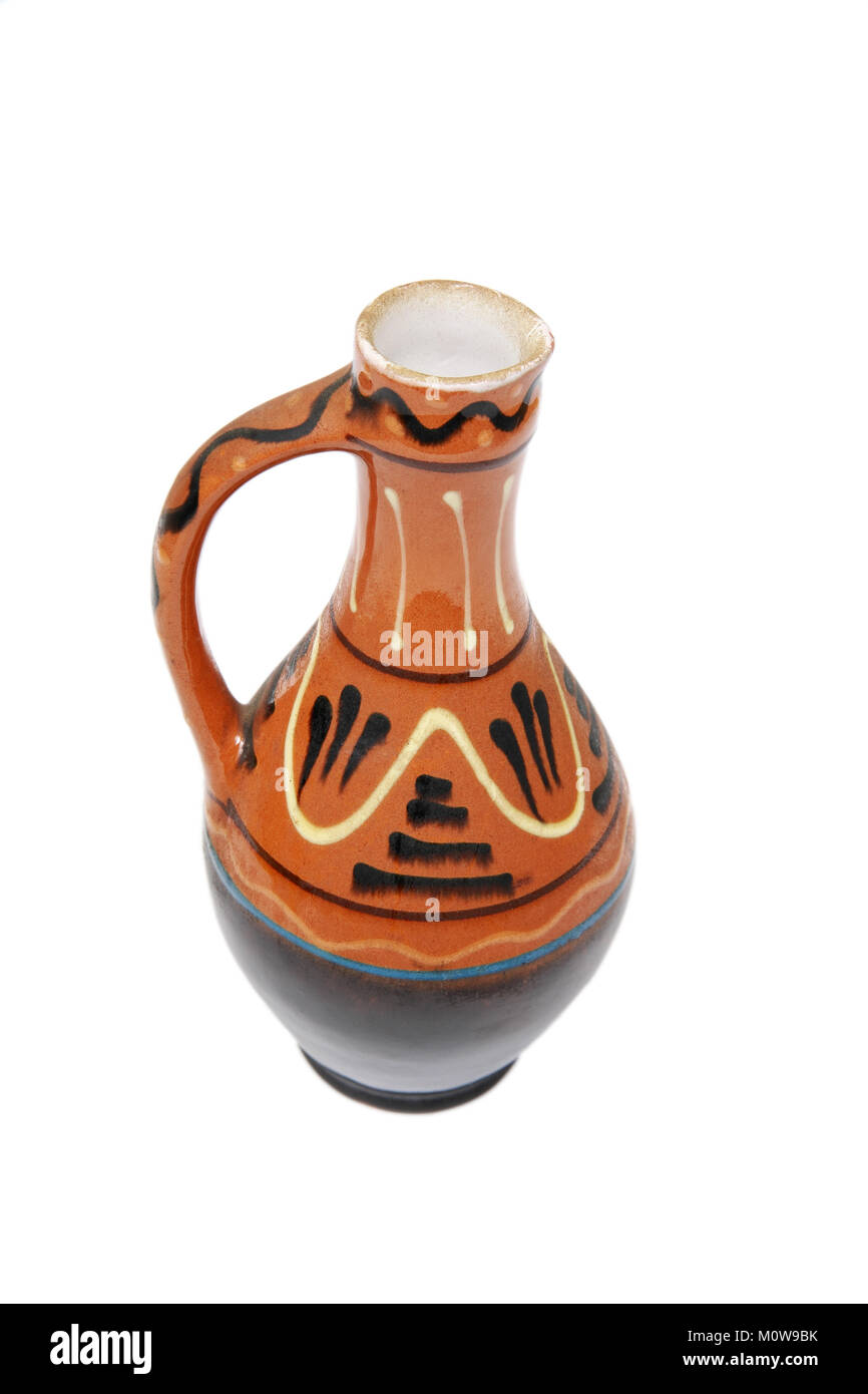 Ceramic painted, traditional jug on white background Stock Photo - Alamy