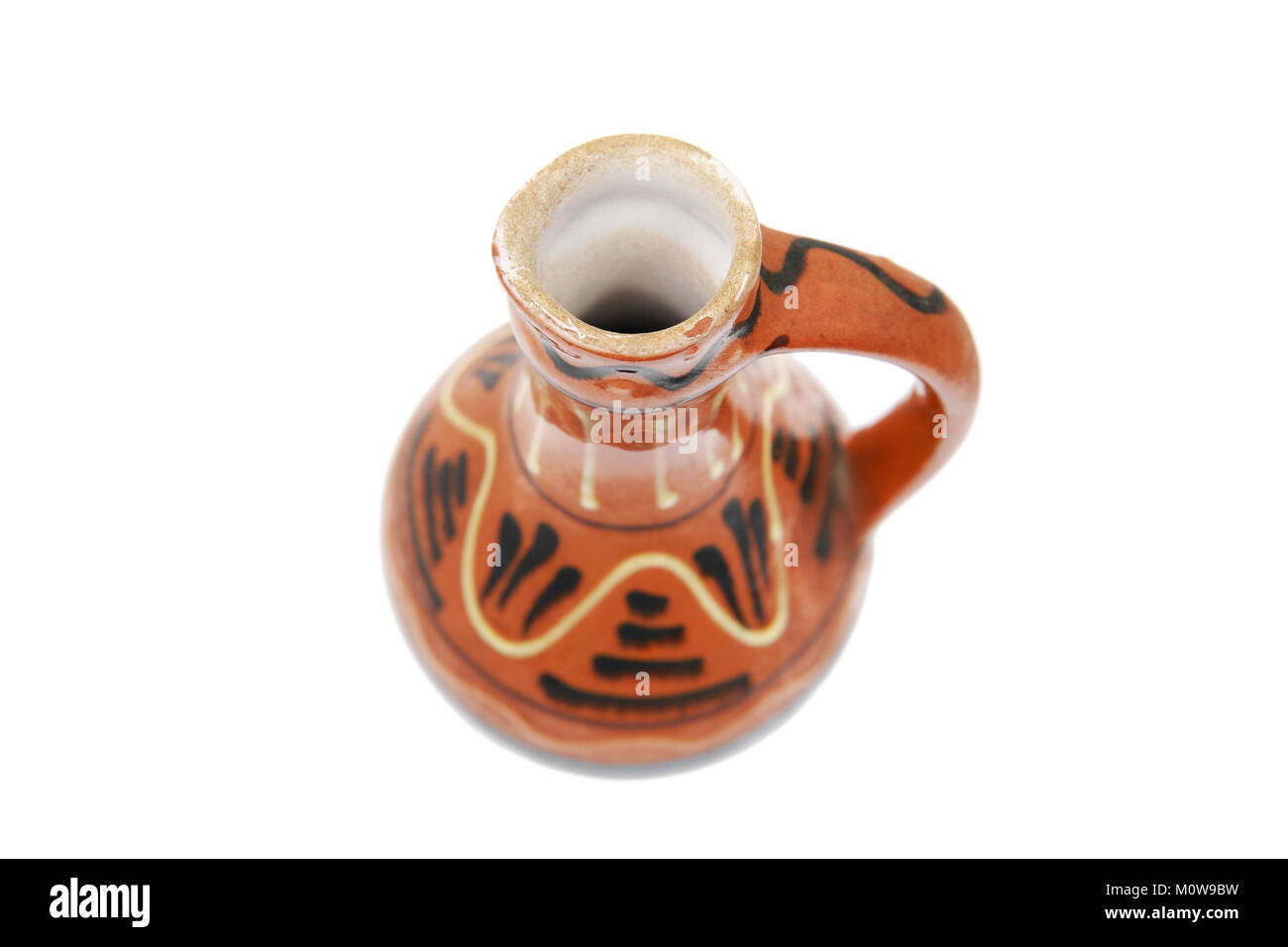 Ceramic painted, traditional jug on white background, view from above ...