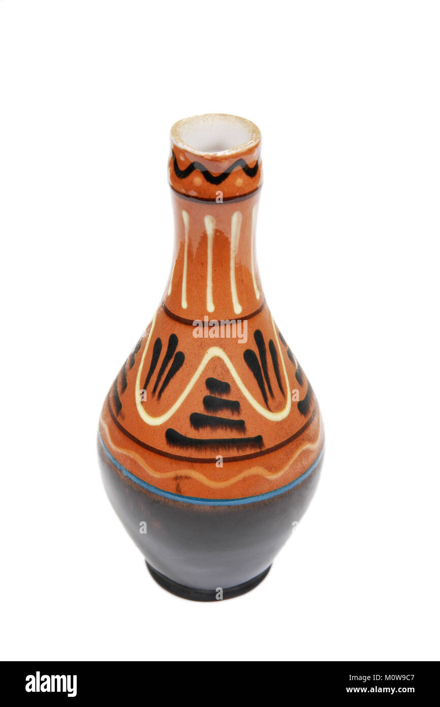 Ceramic painted, traditional jug on white background Stock Photo - Alamy