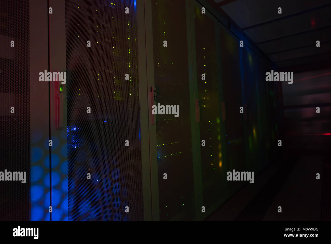 panel modern communication equipment with light from the display at ...