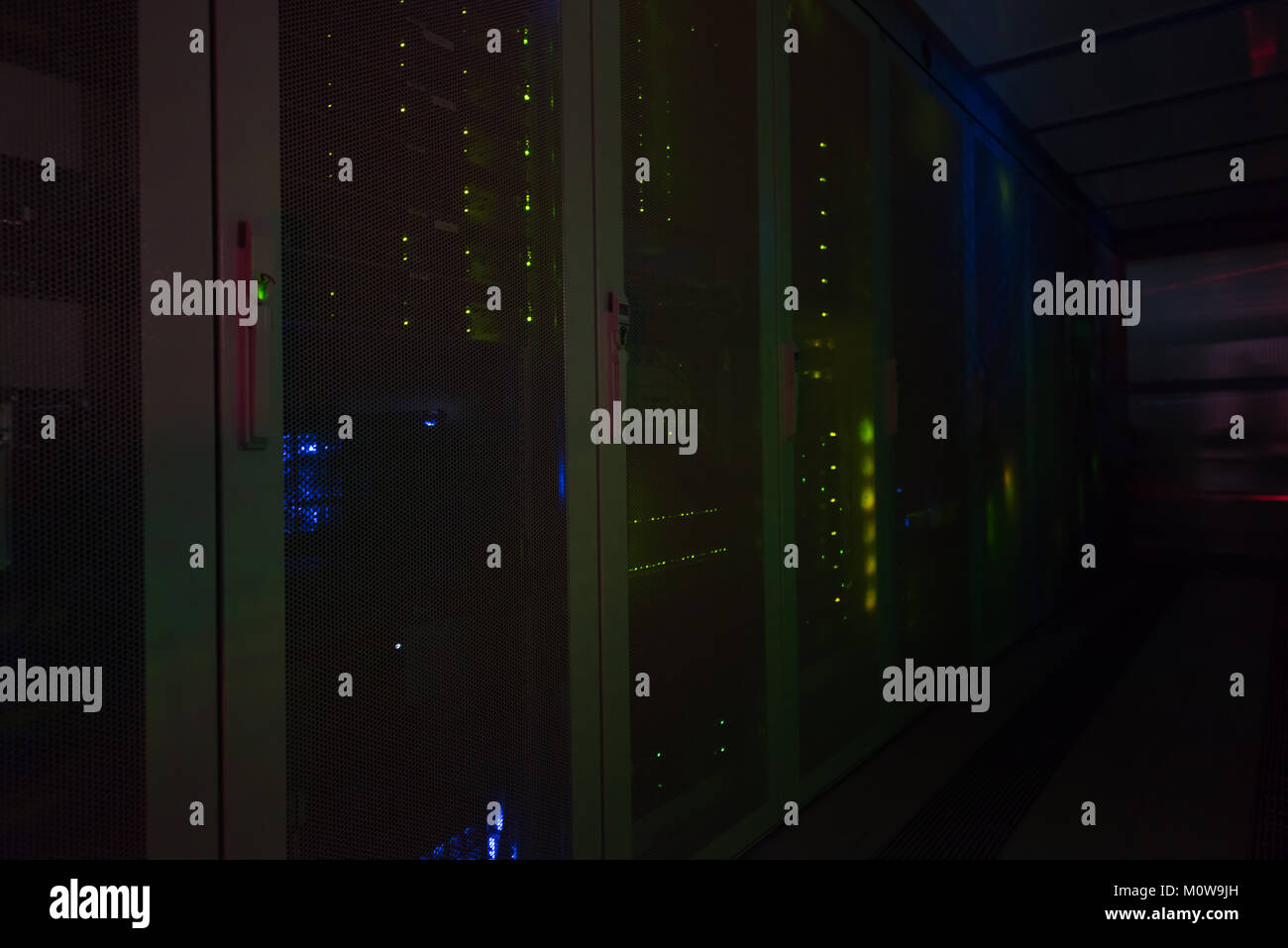 panel modern communication equipment with light from the display at ...
