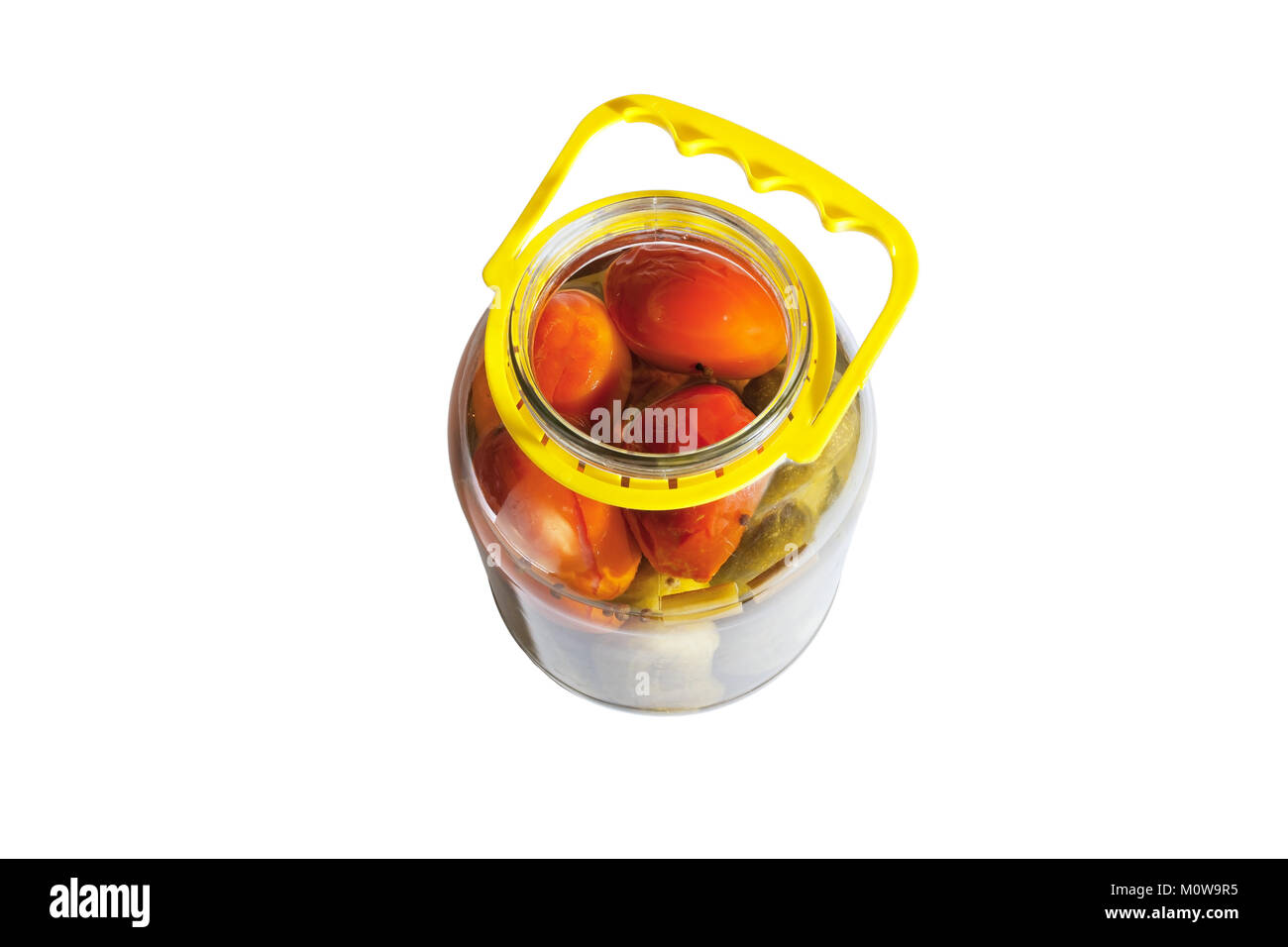 Pickles in a jar. View from above. Isolated on white background Stock ...