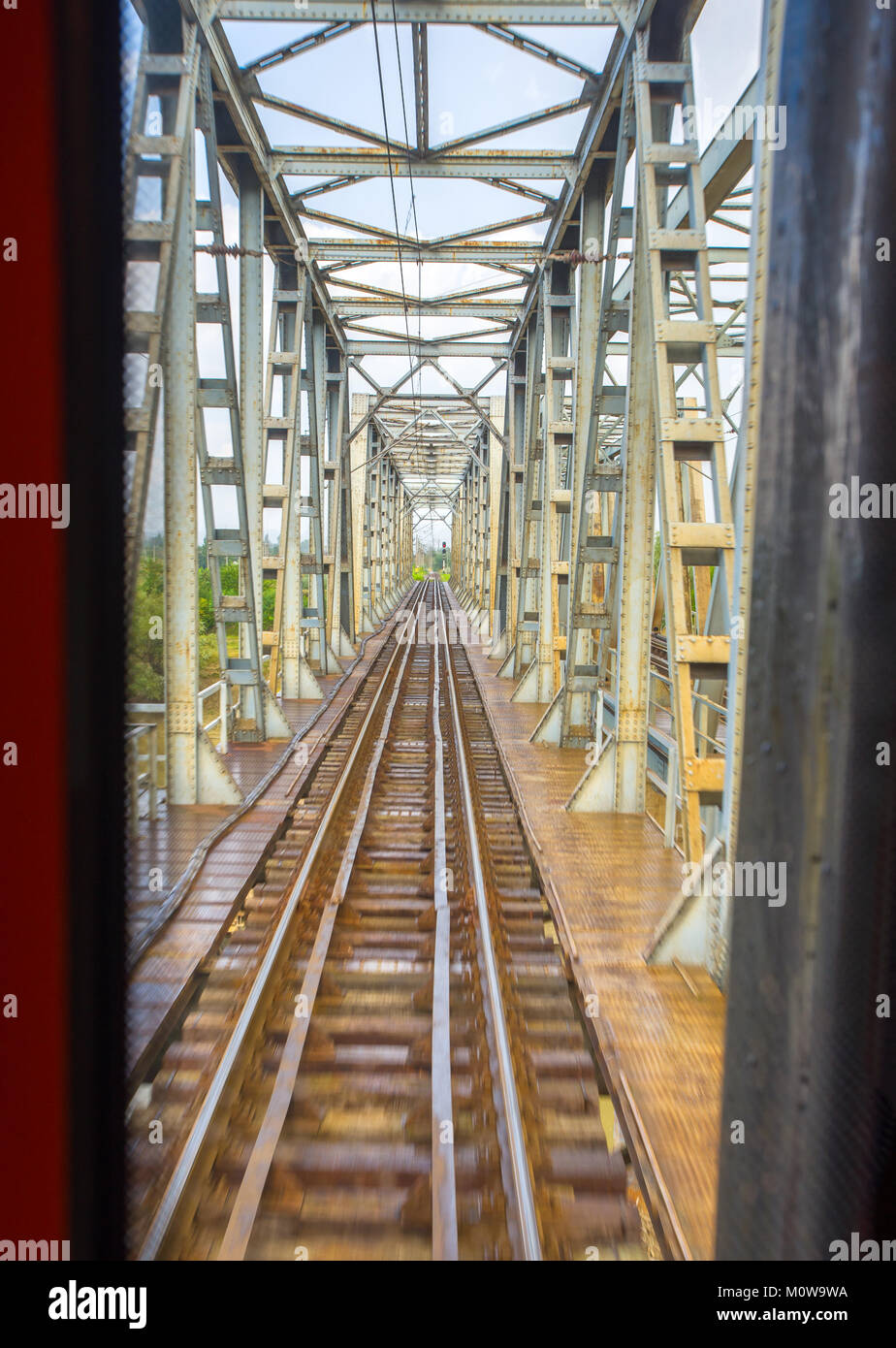 Old steel railway bridge on the river Stock Photo - Alamy